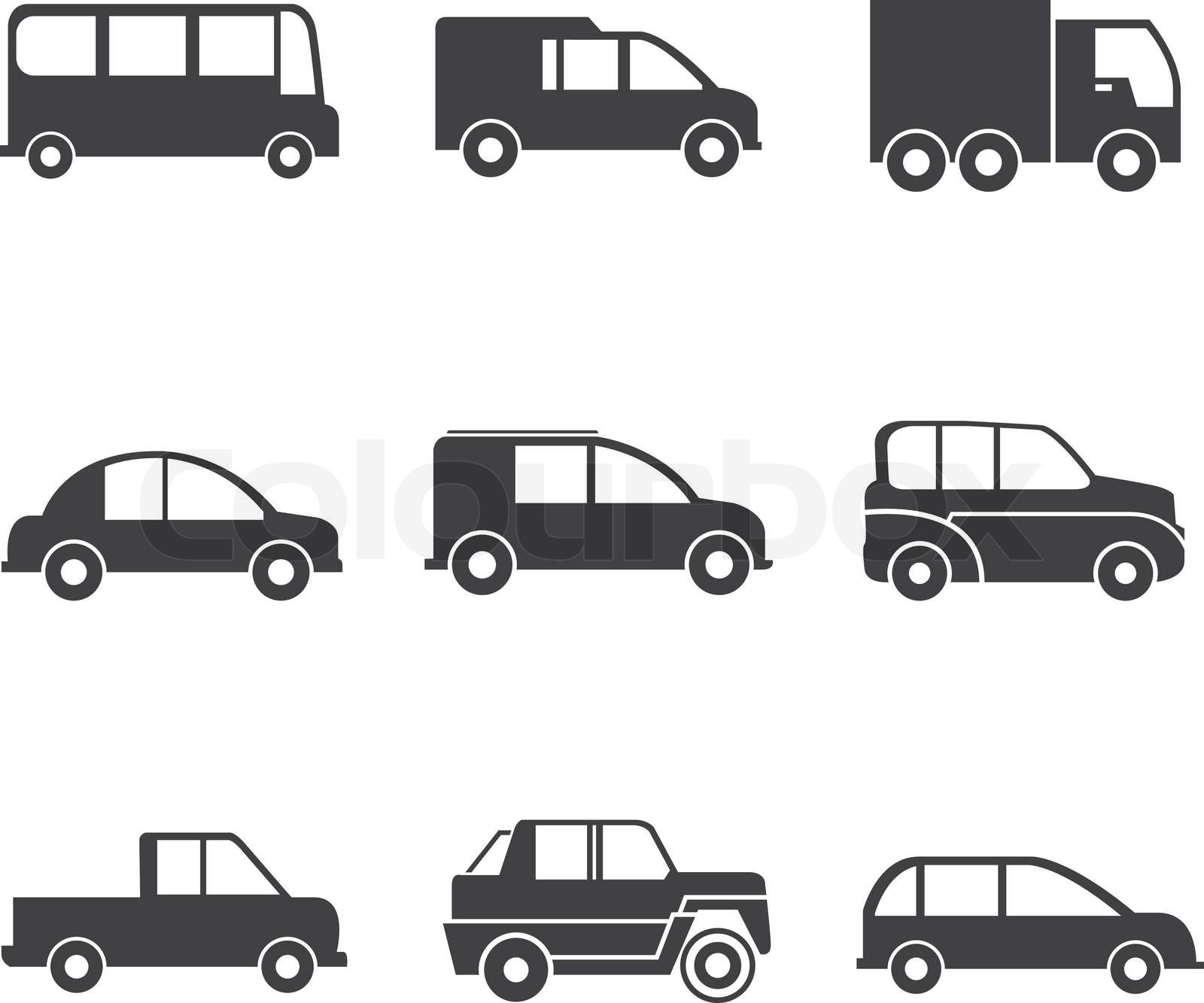 car icons in side view | Stock vector | Colourbox