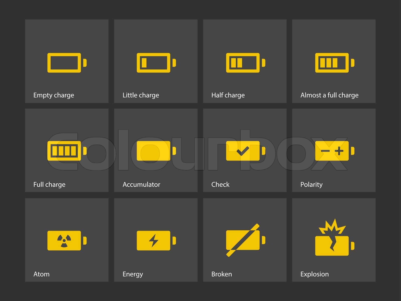 Battery icons. | Stock vector | Colourbox