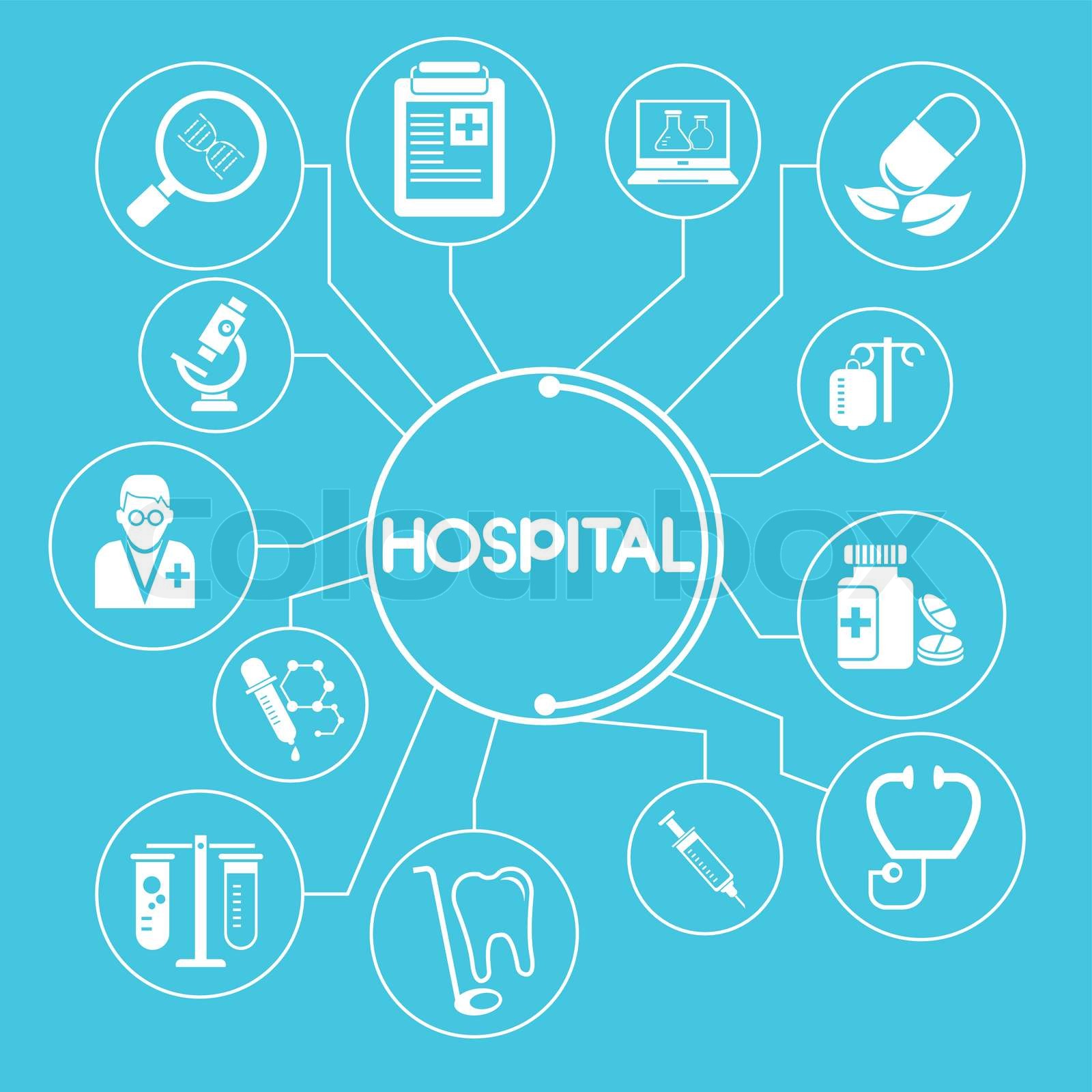 Krankenhaus Management Info Netzgrafik in blauem Hintergrund | Stock ...