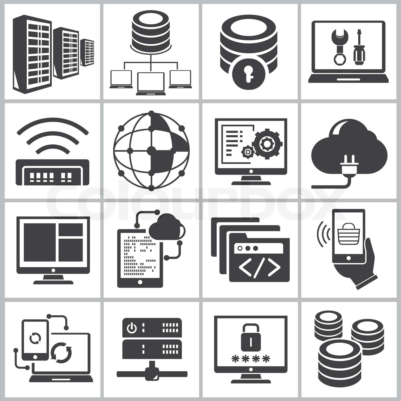 server and network service icons | Stock vector | Colourbox