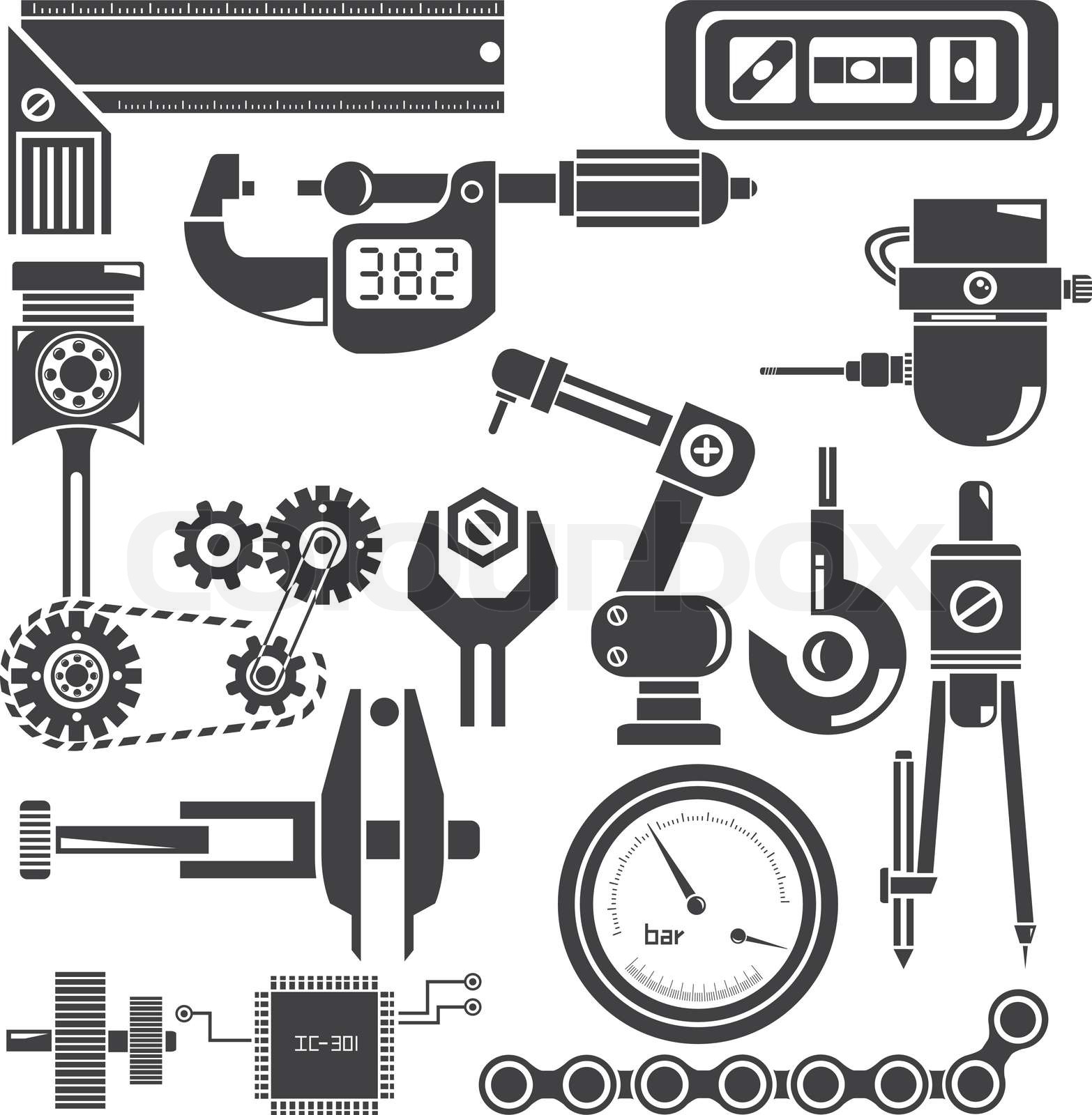engineering device, mechanical tools | Stock vector | Colourbox