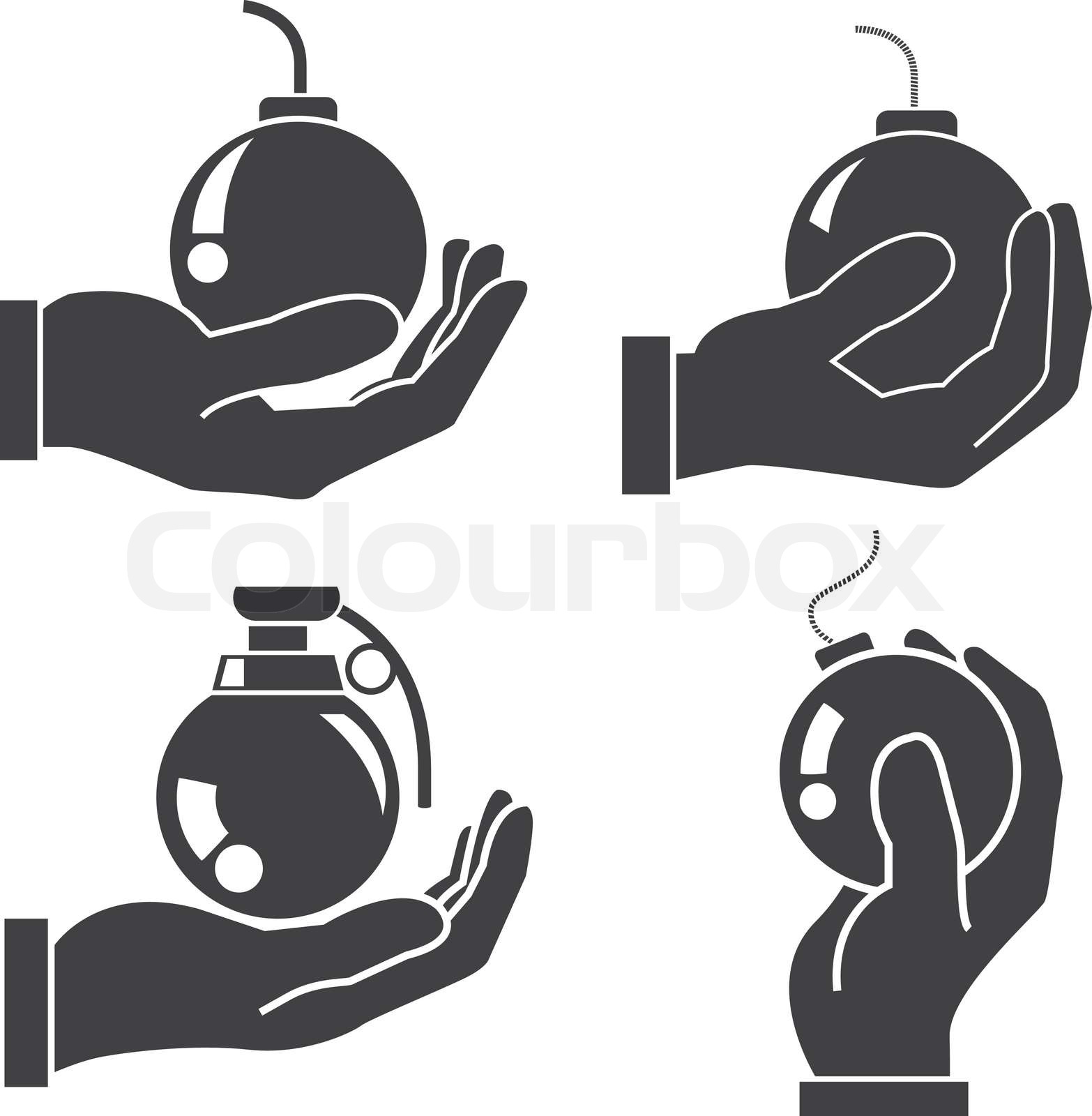 bomb, hand holding bomb | Stock vector | Colourbox