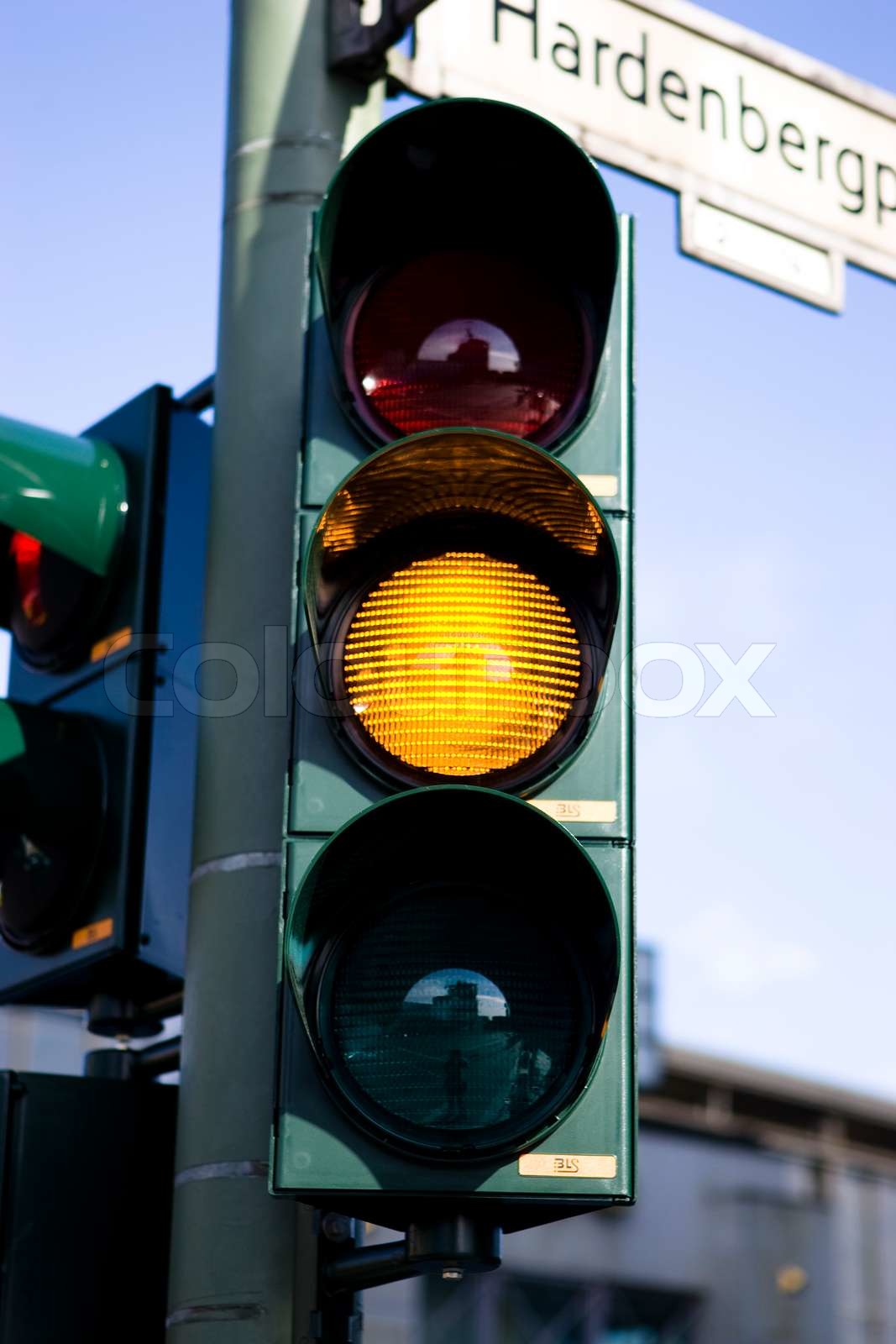 Orange traffic light | Stock image | Colourbox