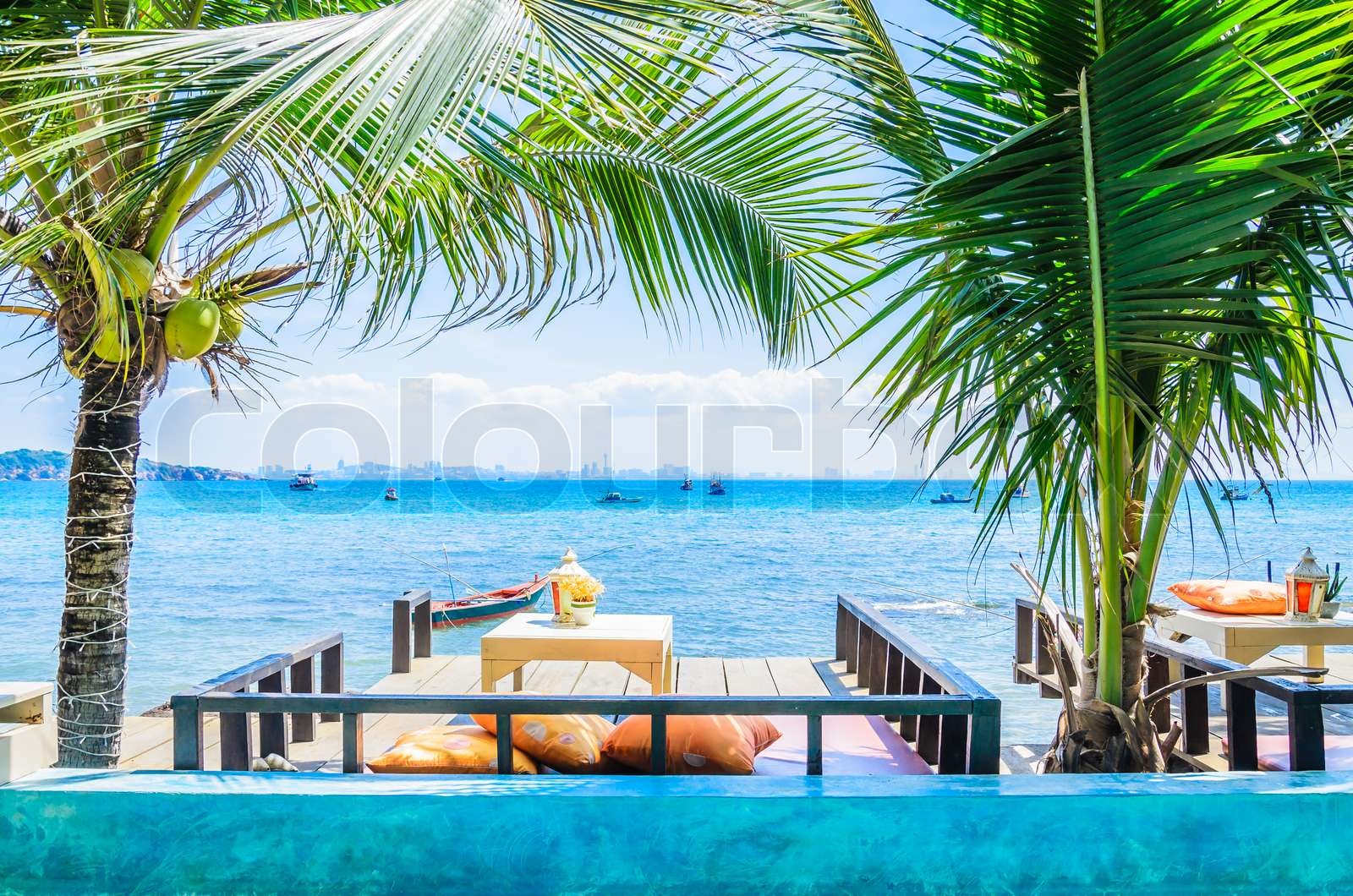 Table on the beach | Stock image | Colourbox