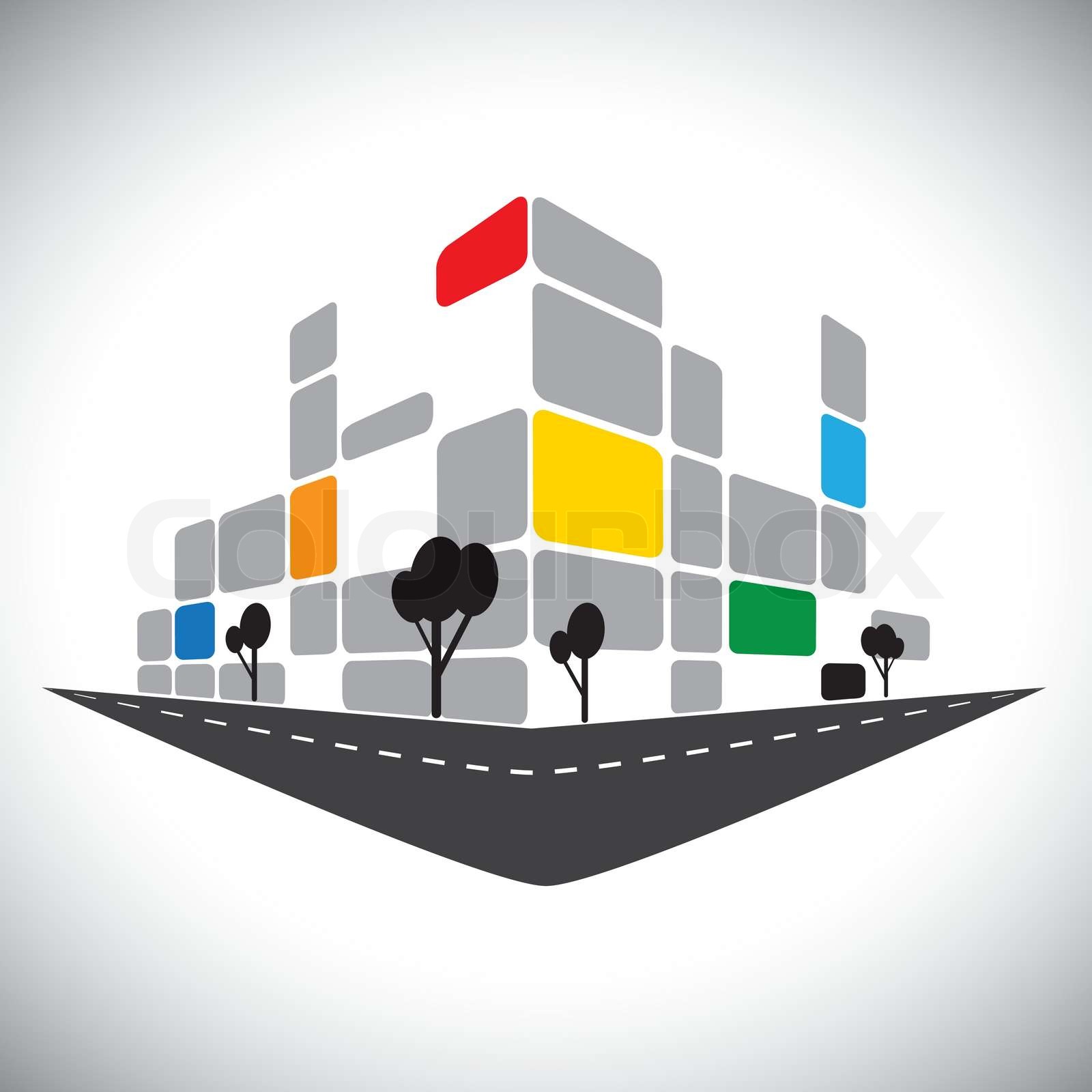 vector icon - commercial office high-rise building of city skyline ...