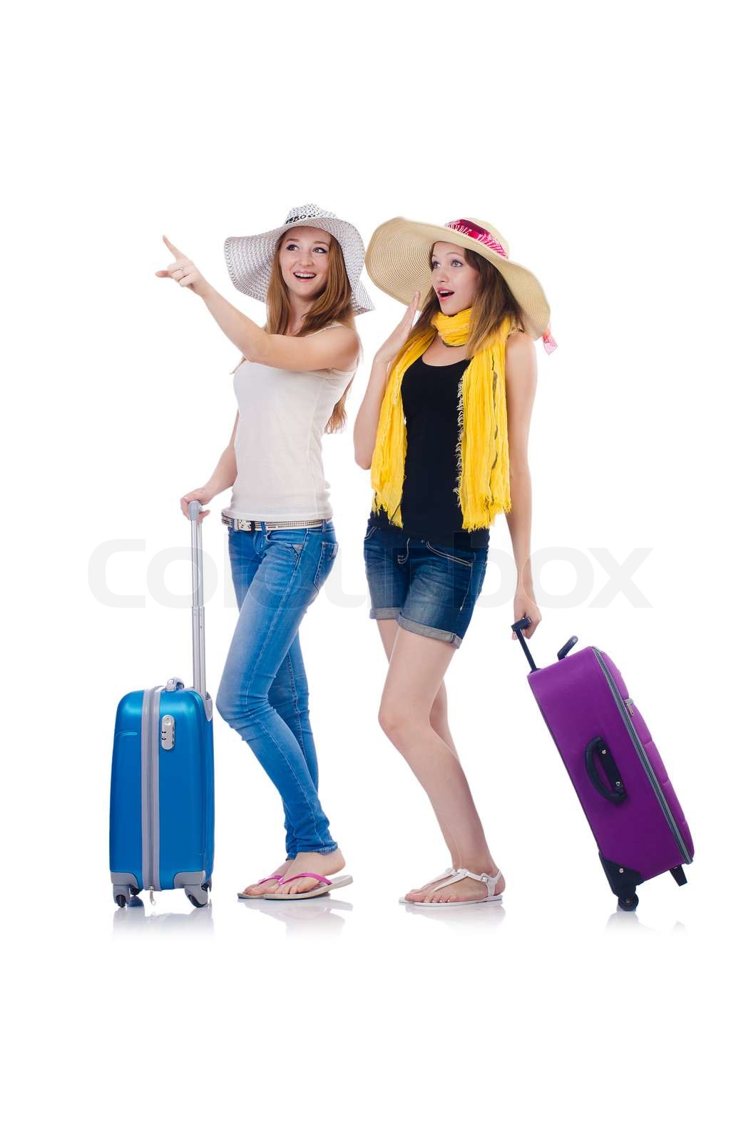 Woman going to summer vacation isolated on white | Stock image | Colourbox