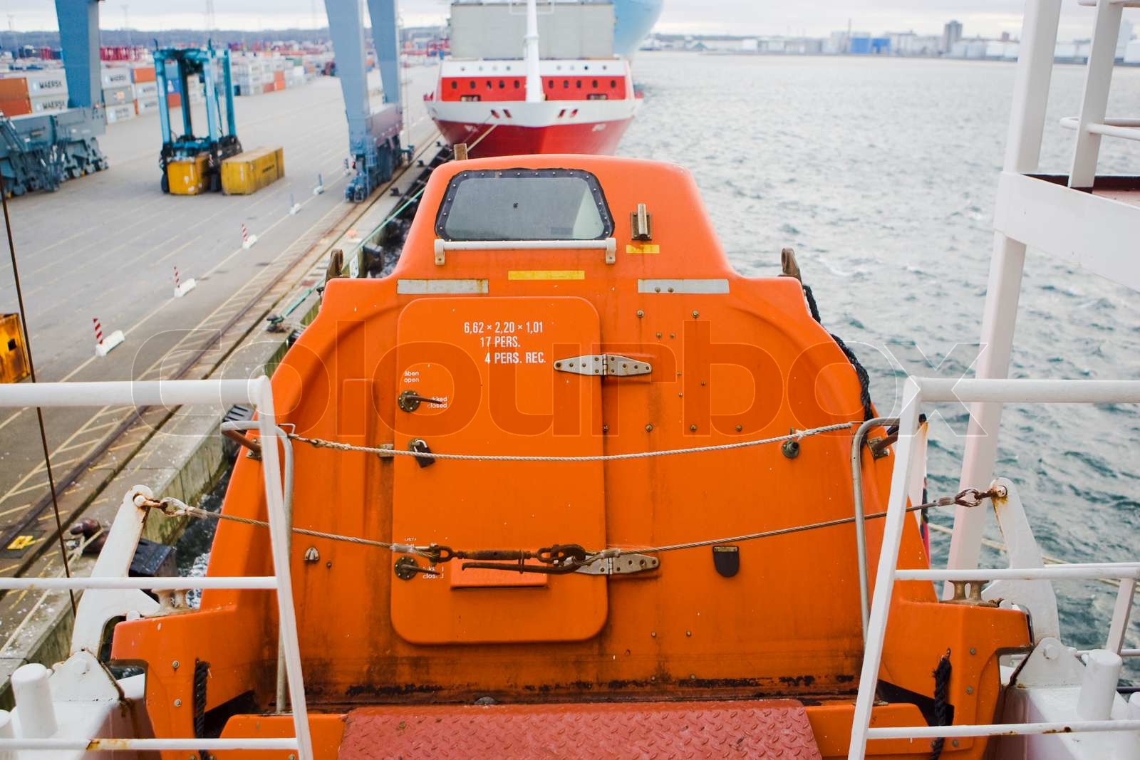 Orange lifeboat | Stock image | Colourbox