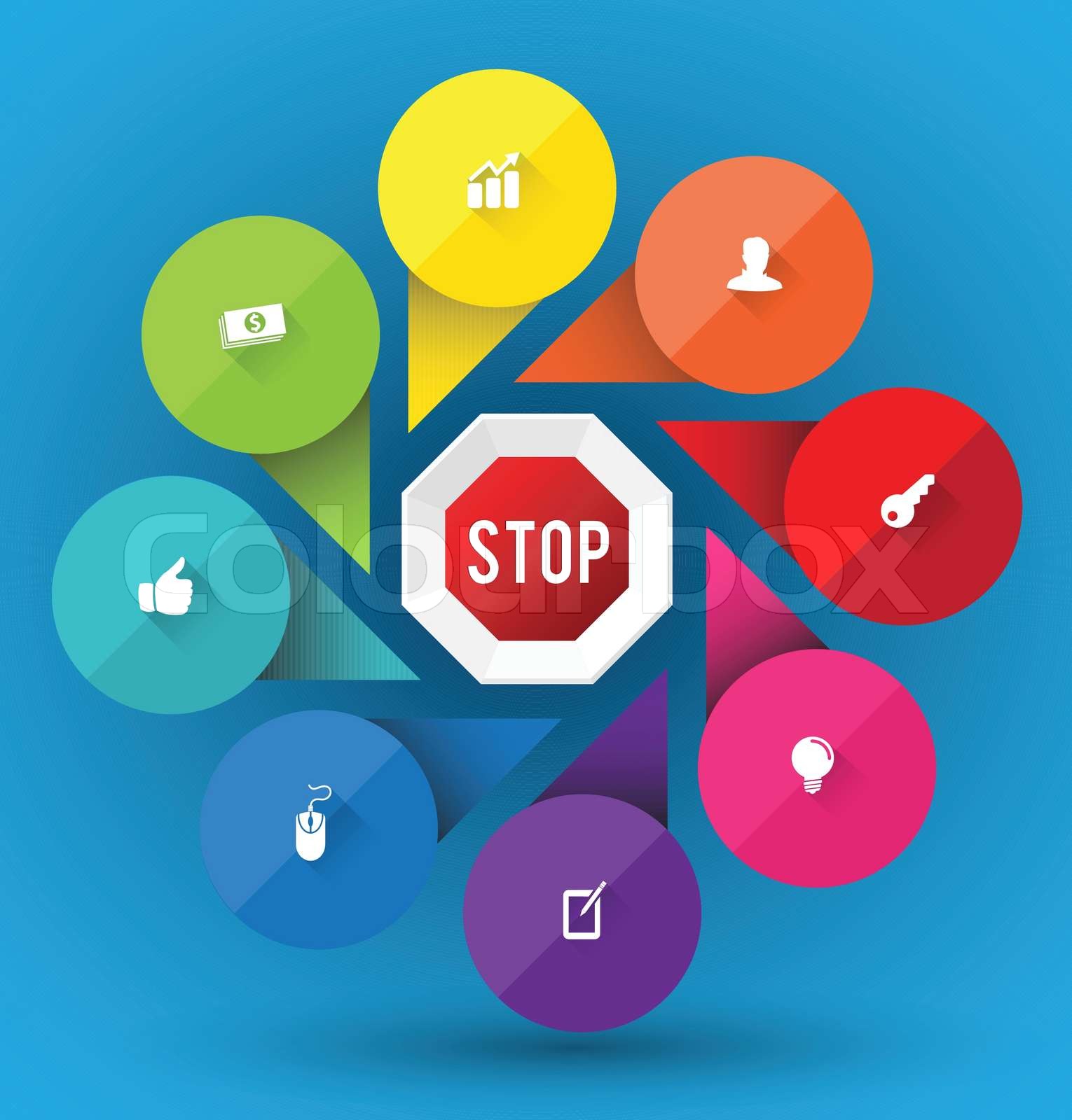 Circle loop template with sign and icons. | Stock vector | Colourbox