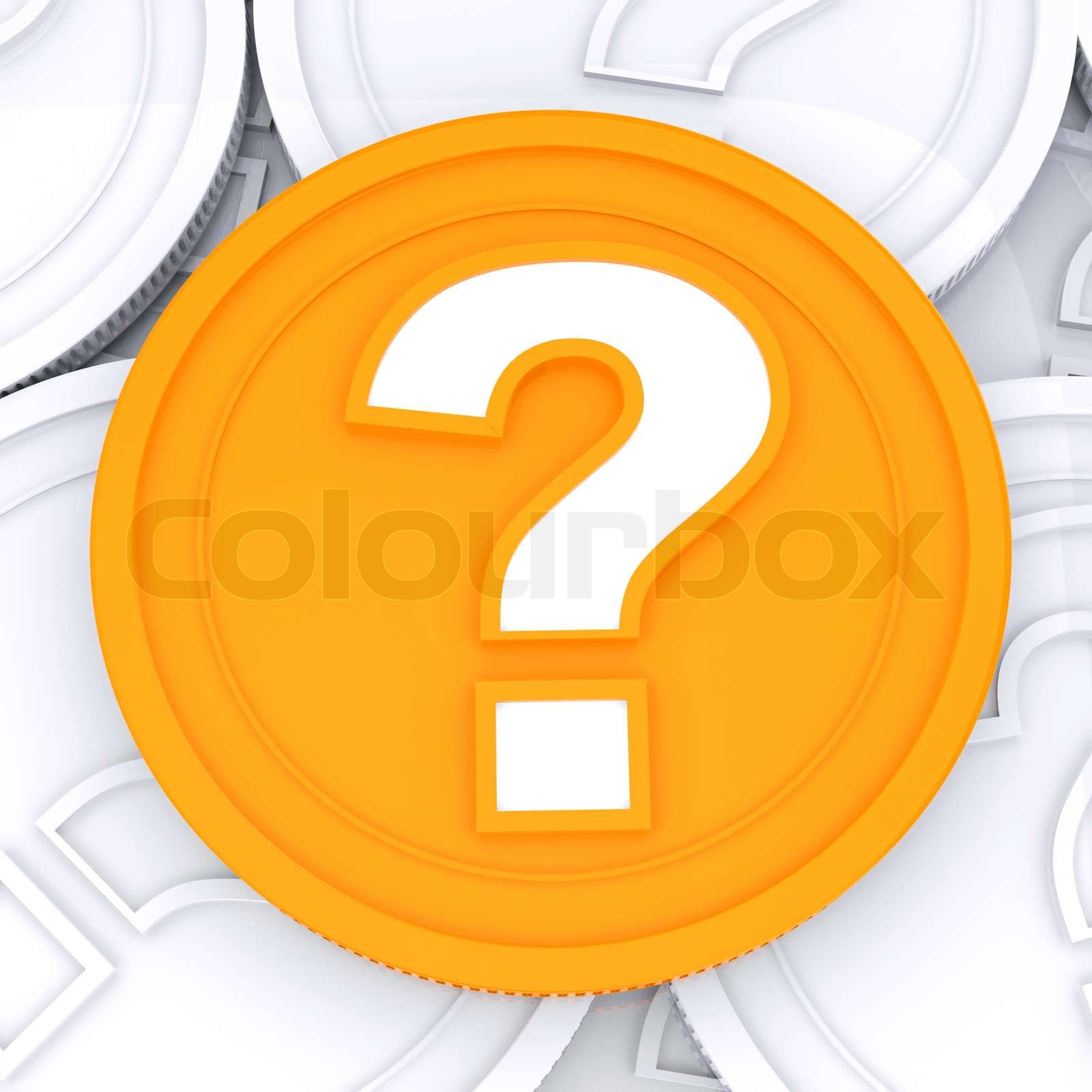 Question Mark Coin Means Wondering About Money | Stock image | Colourbox