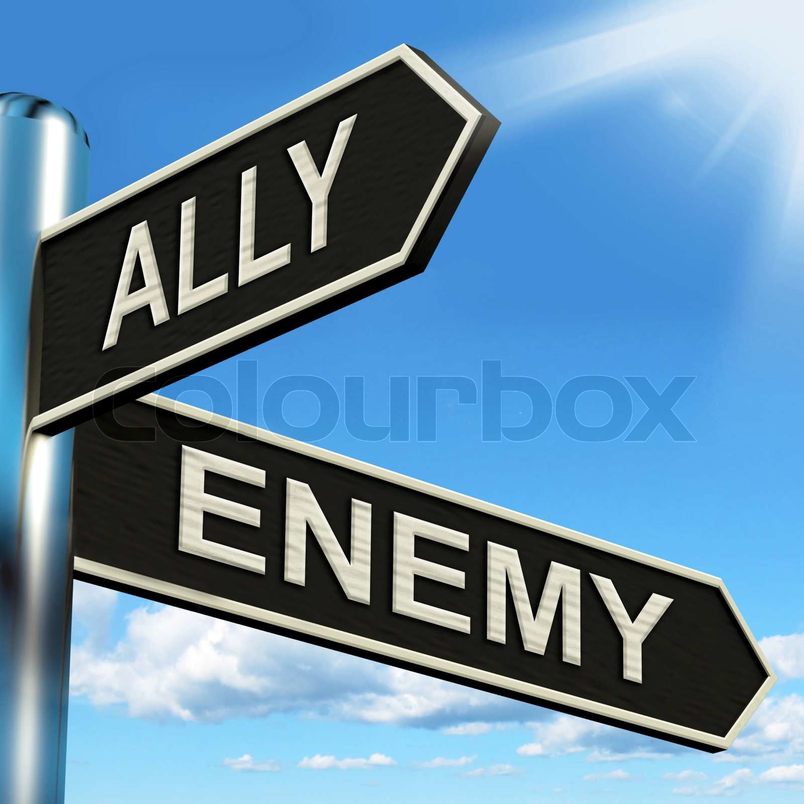 Ally Enemy Signpost Shows Friend Or Adversary | Stock image | Colourbox