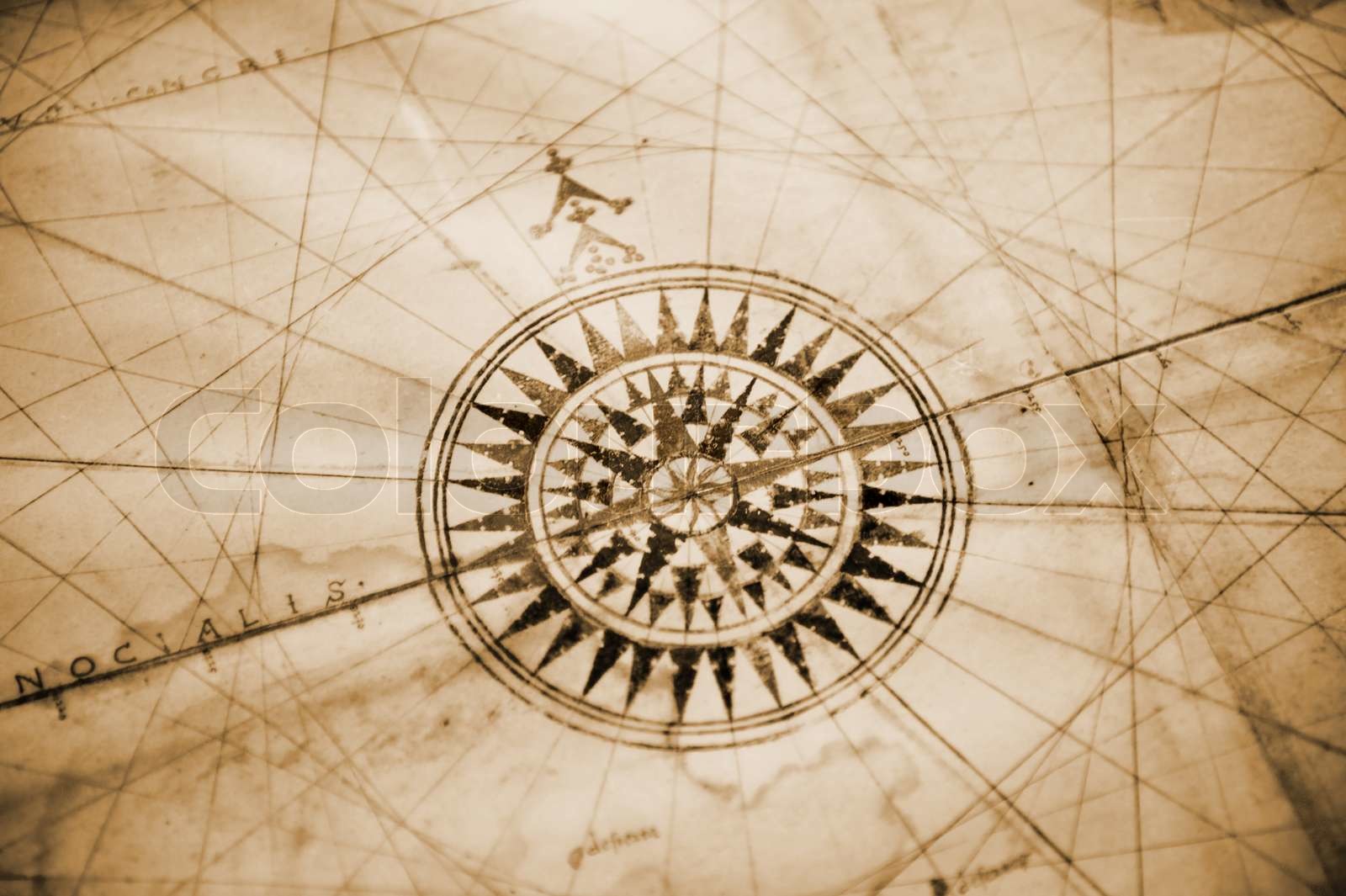 Old vintage map and compass | Stock image | Colourbox