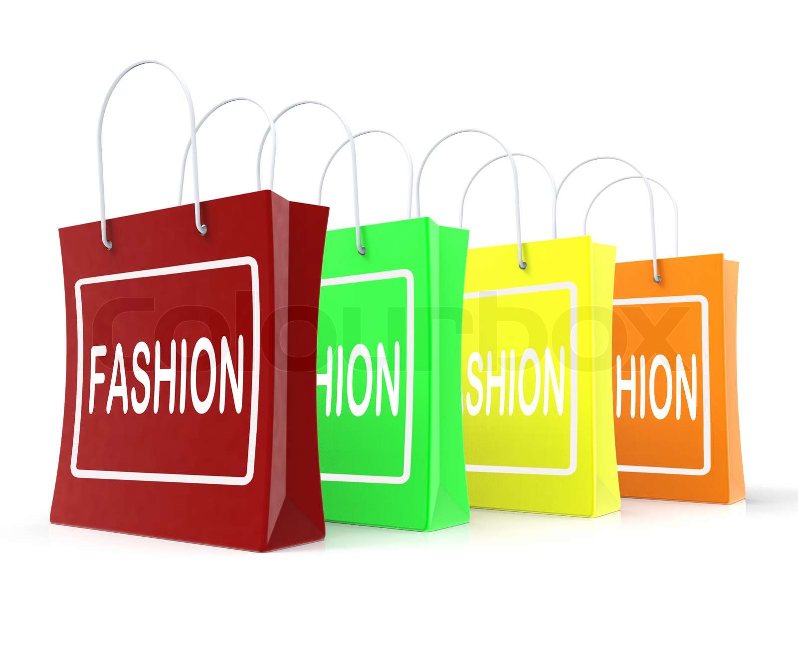 Fashion Shopping Bags Shows Fashionable Trendy And Stylish | Stock ...