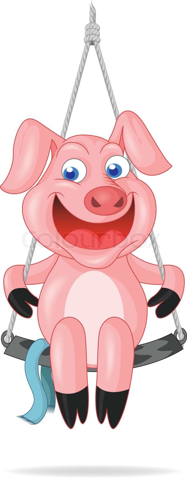 Cute Baby Pig Playing The Swing | Stock vector | Colourbox