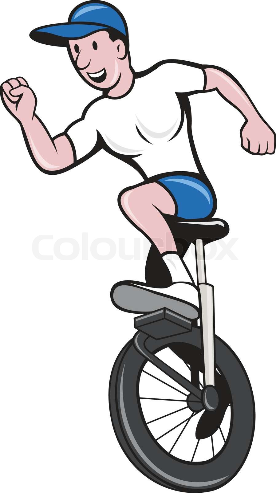 Radfahrer fahren Einrad Cartoon | Stock-Vektor | Colourbox