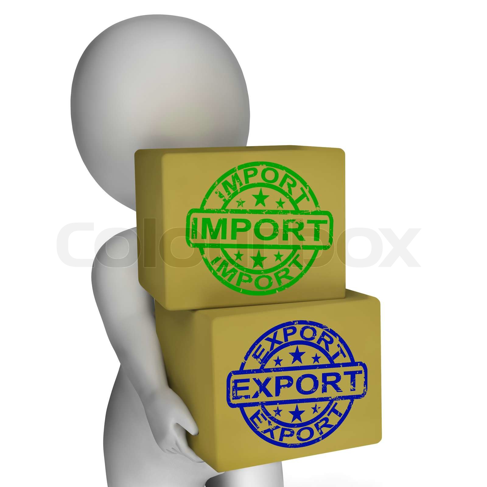 Import Export Boxes Mean Global Trade Importing And Exporting | Stock ...