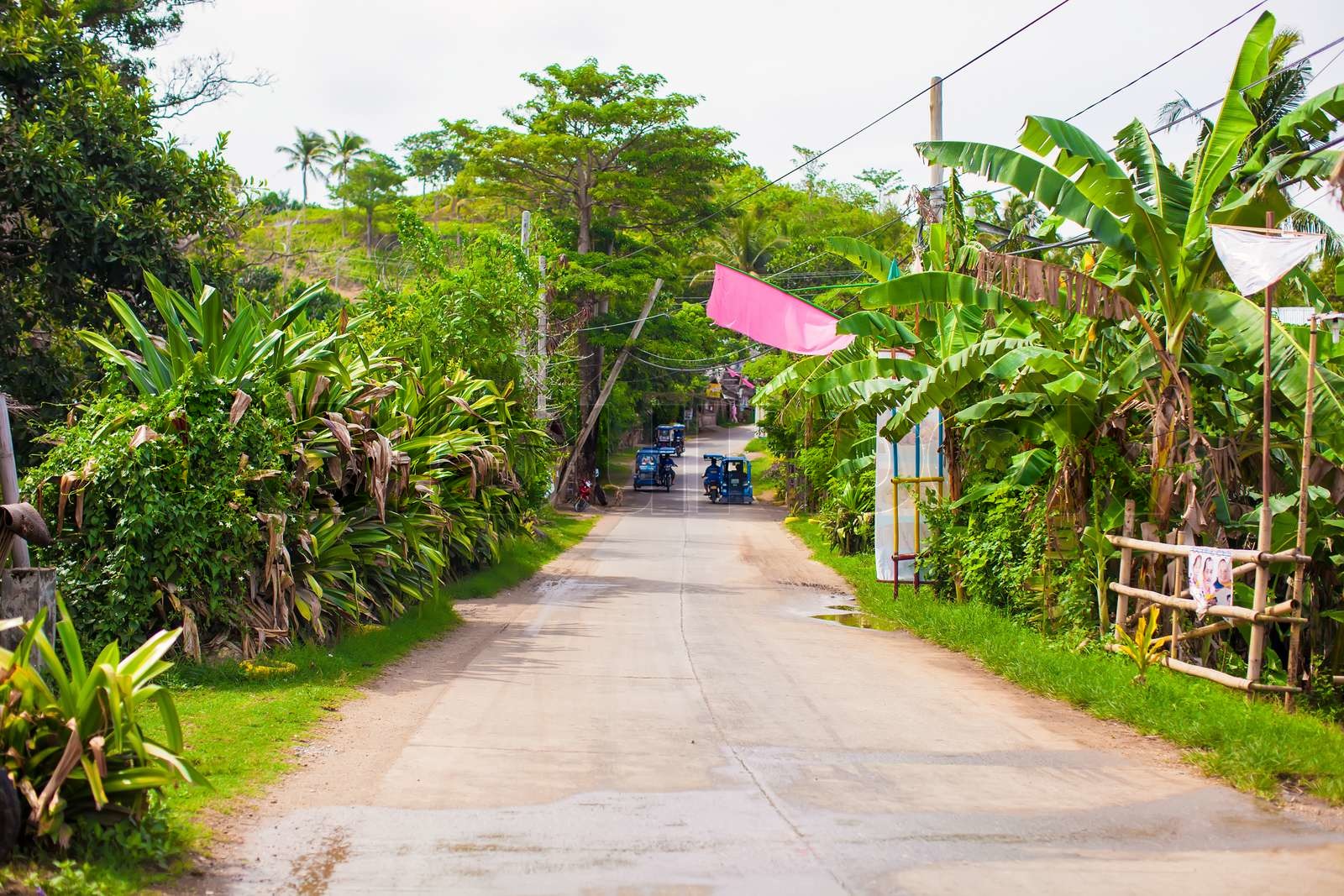 Traditional Filipino village and the road | Stock image | Colourbox