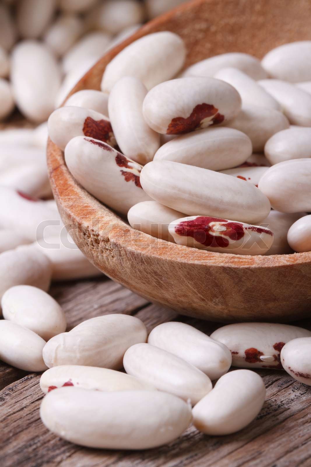 white beans with red spots closeup vertical | Stock image | Colourbox