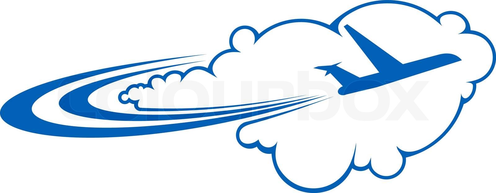 Airplane flying through clouds | Stock vector | Colourbox