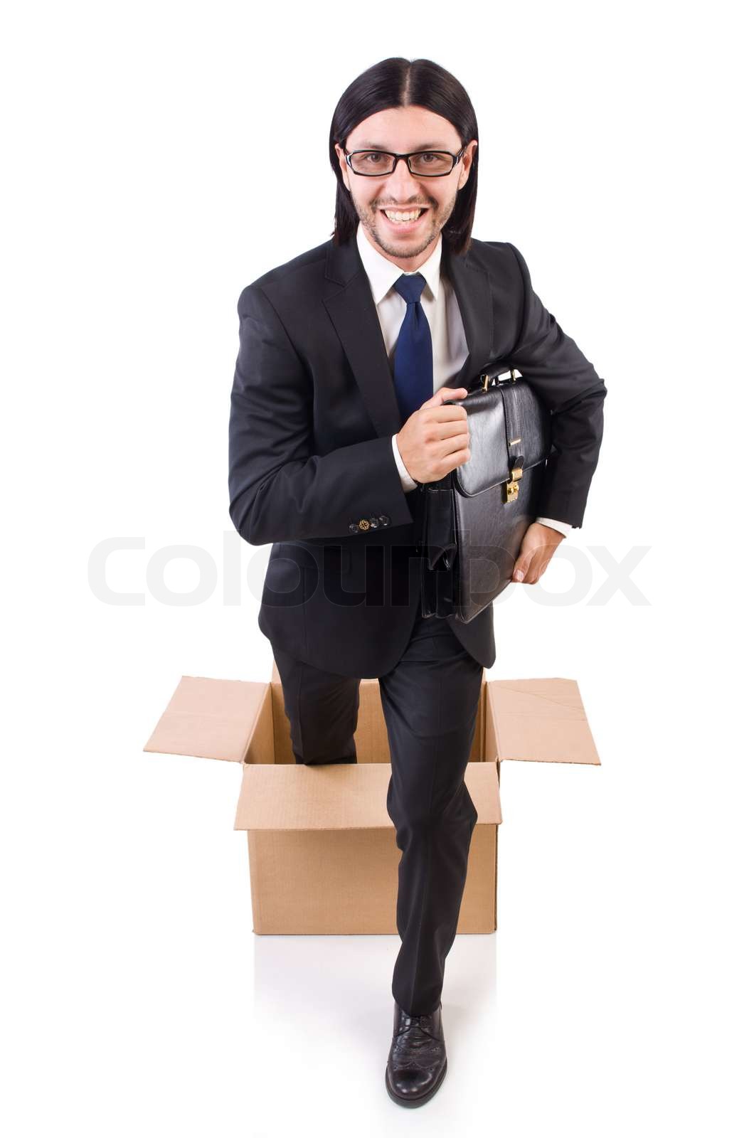Man in thinking out of the box concept | Stock image | Colourbox