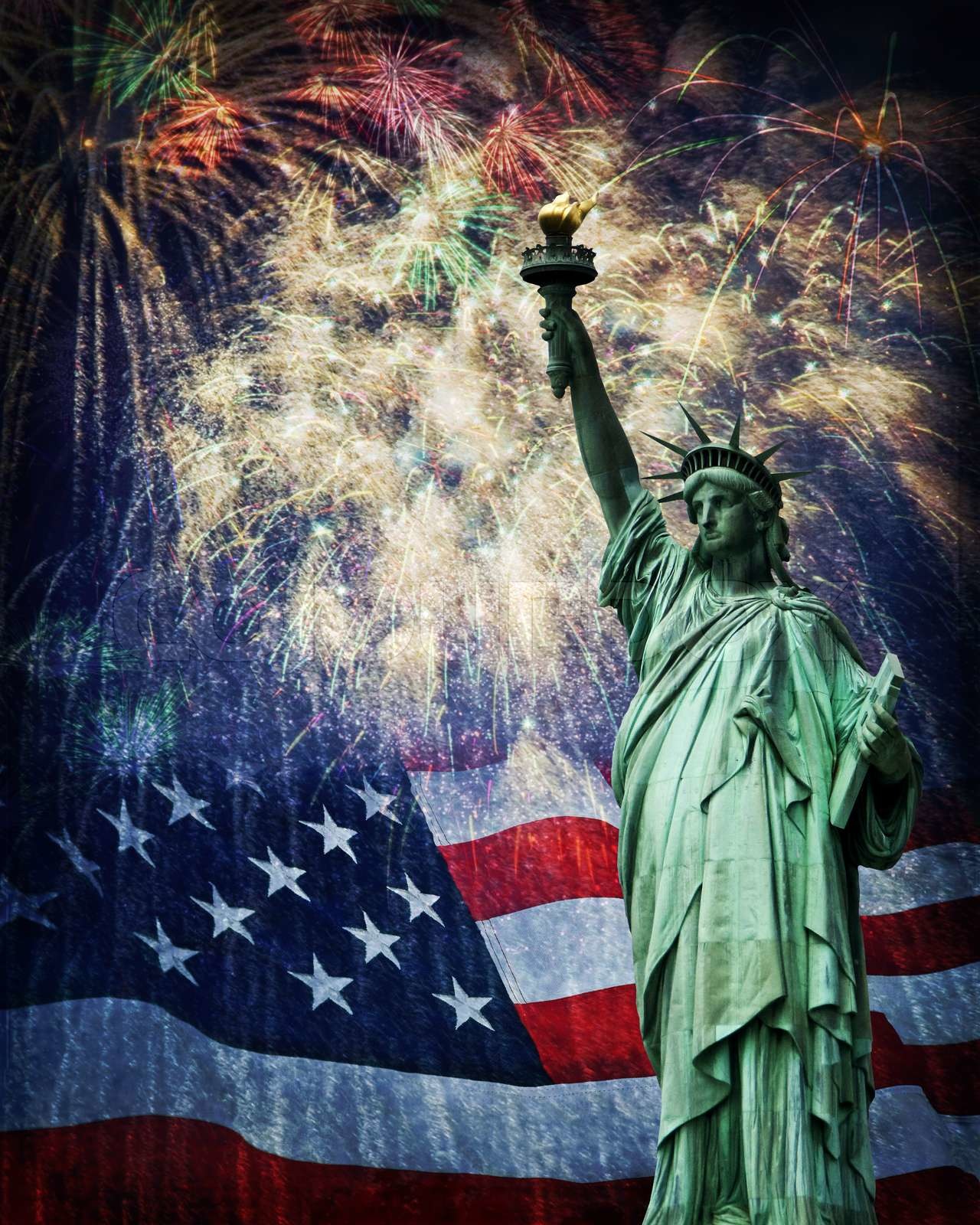 Statue of Liberty and Fireworks | Stock image | Colourbox