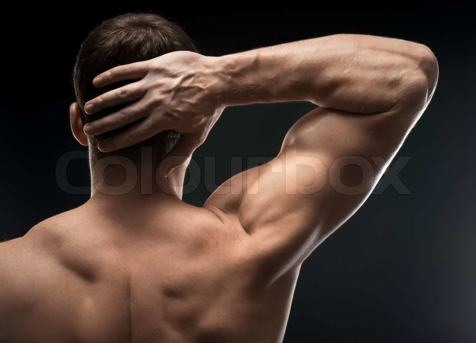 bodybuilder hand in the dark | Stock image | Colourbox