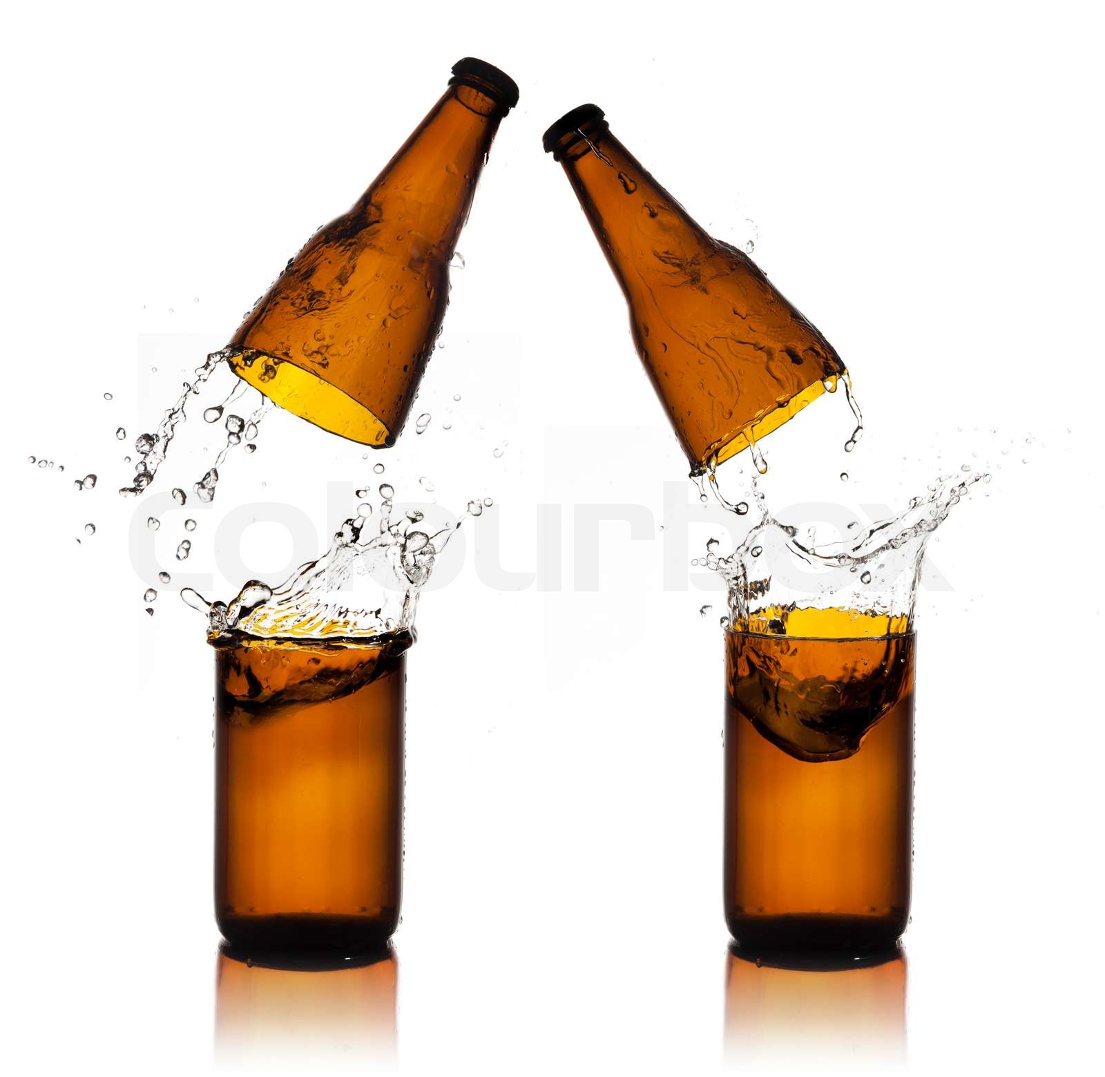Beer bottle cut and water splash | Stock image | Colourbox