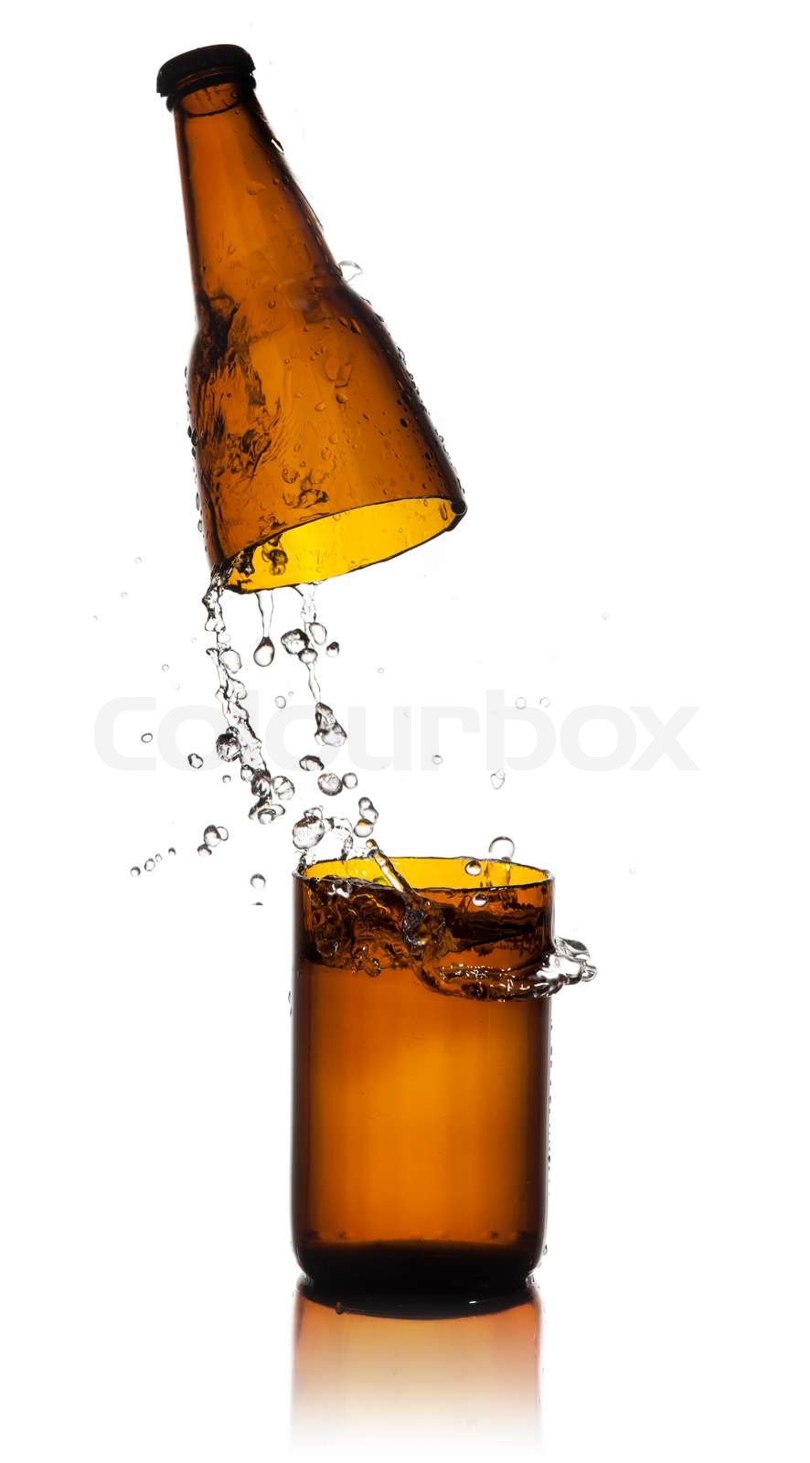 Beer Bottle Cut And Water Splash Stock Image Colourbox