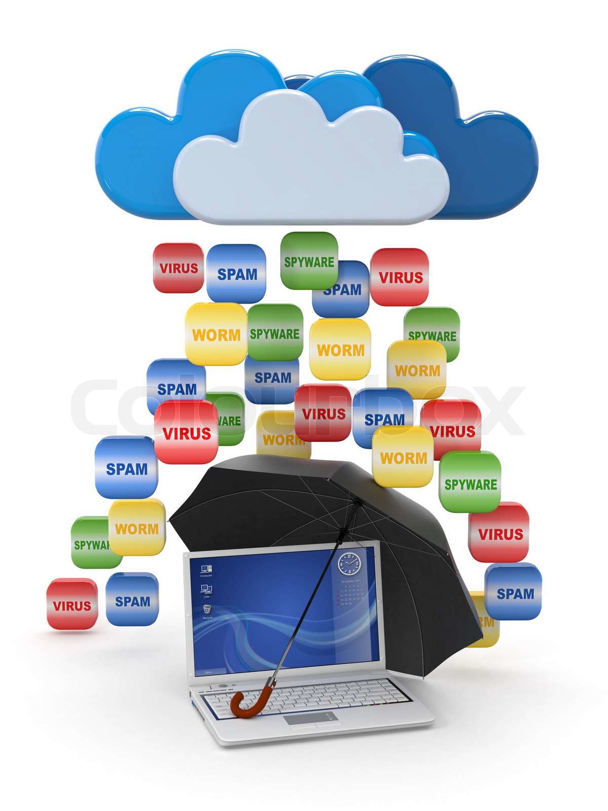 Cloud computing concept. Virus, spam protection | Stock image | Colourbox