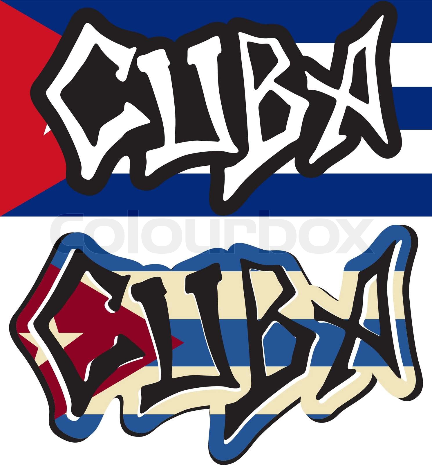 Cuba word graffiti different style. Vector | Stock vector | Colourbox