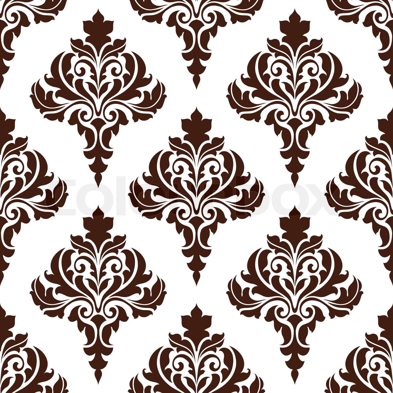 Brown damask seamless pattern background | Stock vector | Colourbox