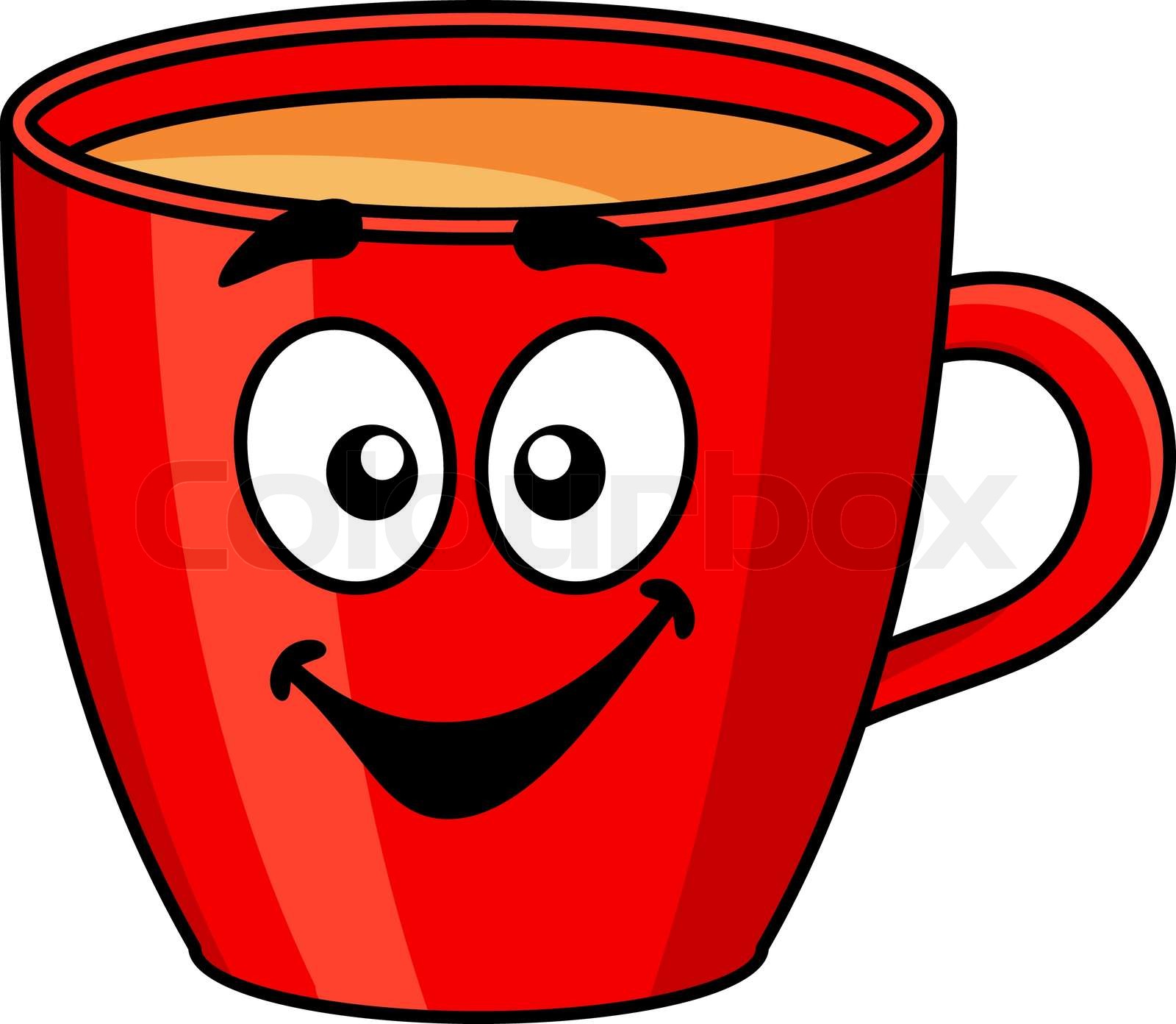 Bunt Rot Cartoon Tasse Kaffee Stock Vektor Colourbox