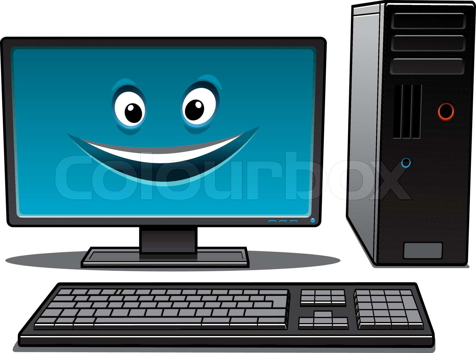 Happy cartoon desktop computer | Stock vector | Colourbox
