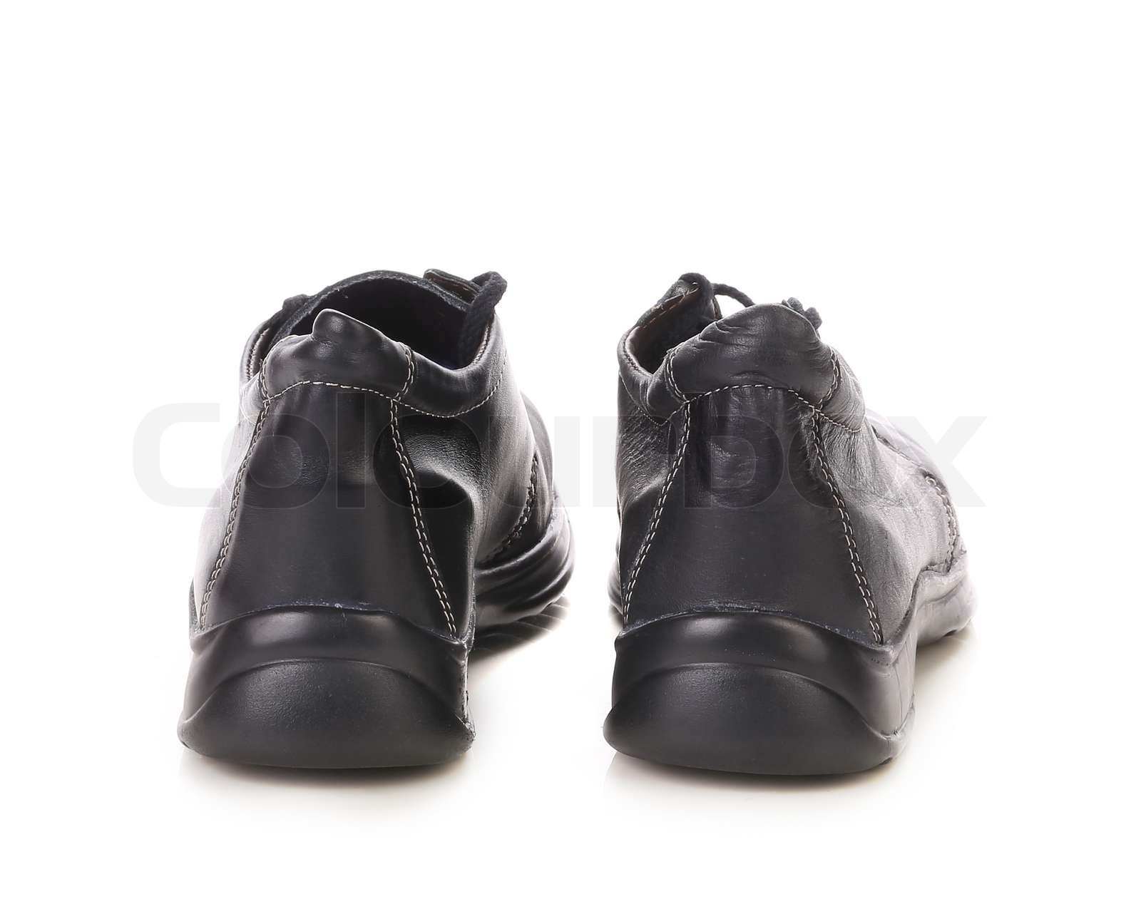 Black leather boot. Back view. | Stock image | Colourbox