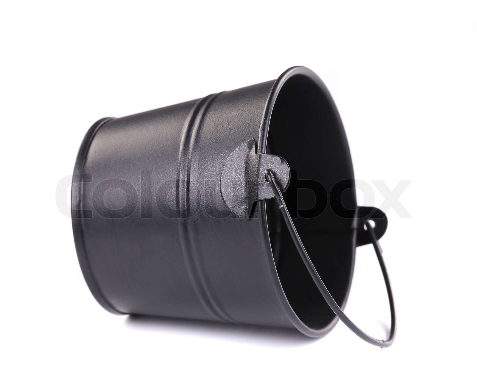 Black metal bucket. | Stock image | Colourbox
