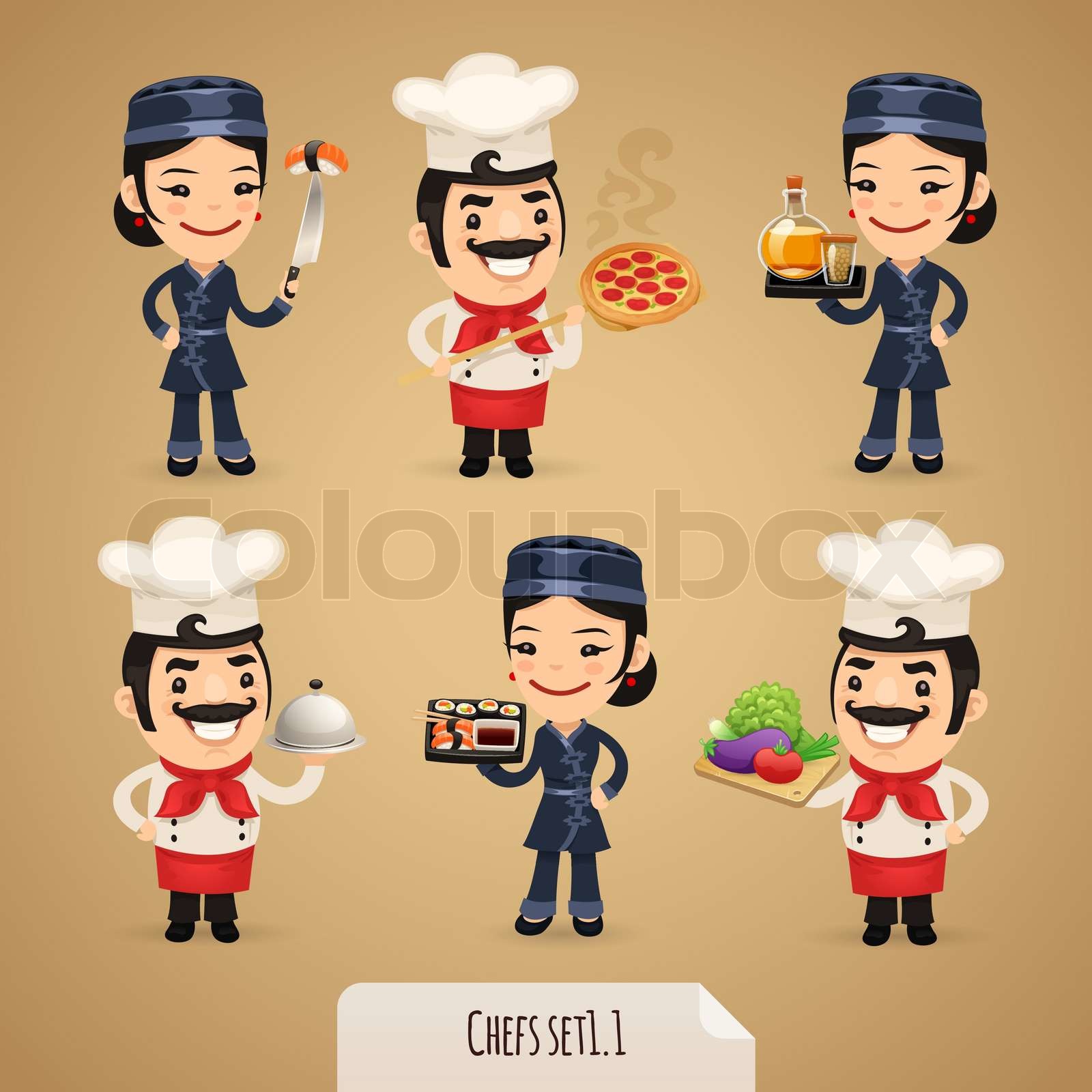 Chefs Cartoon Characters Set1.1 | Stock vector | Colourbox
