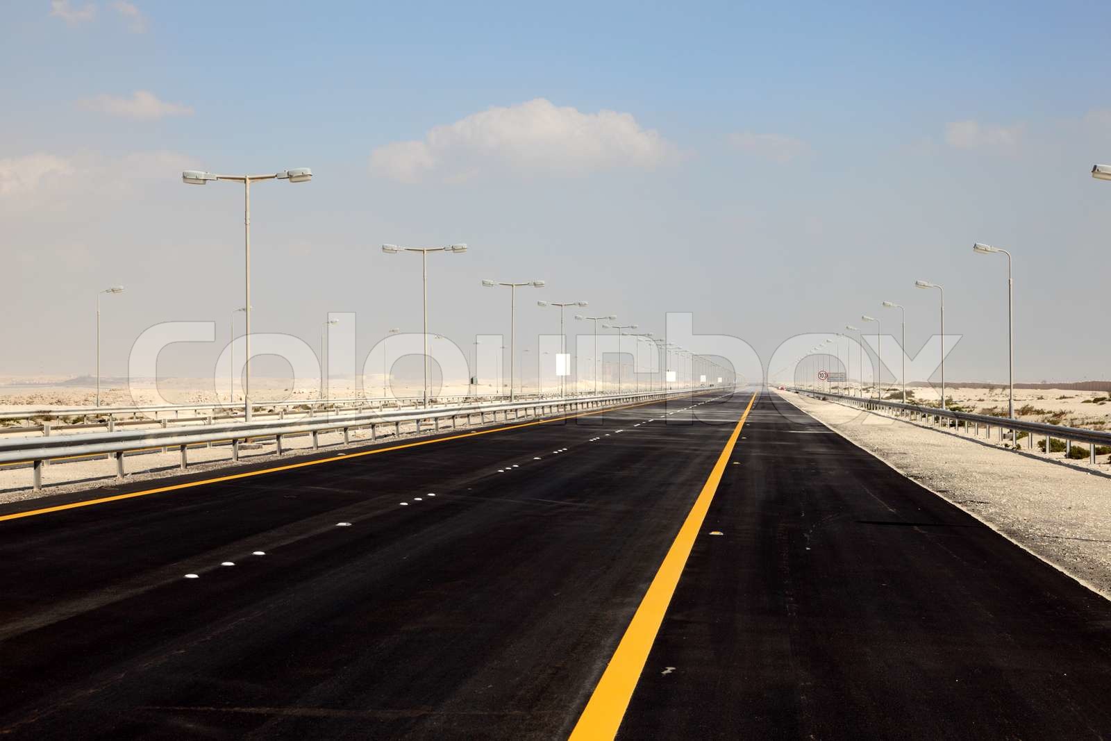 King Hamad Highway in the desert of Bahrian, Middle East | Stock image ...