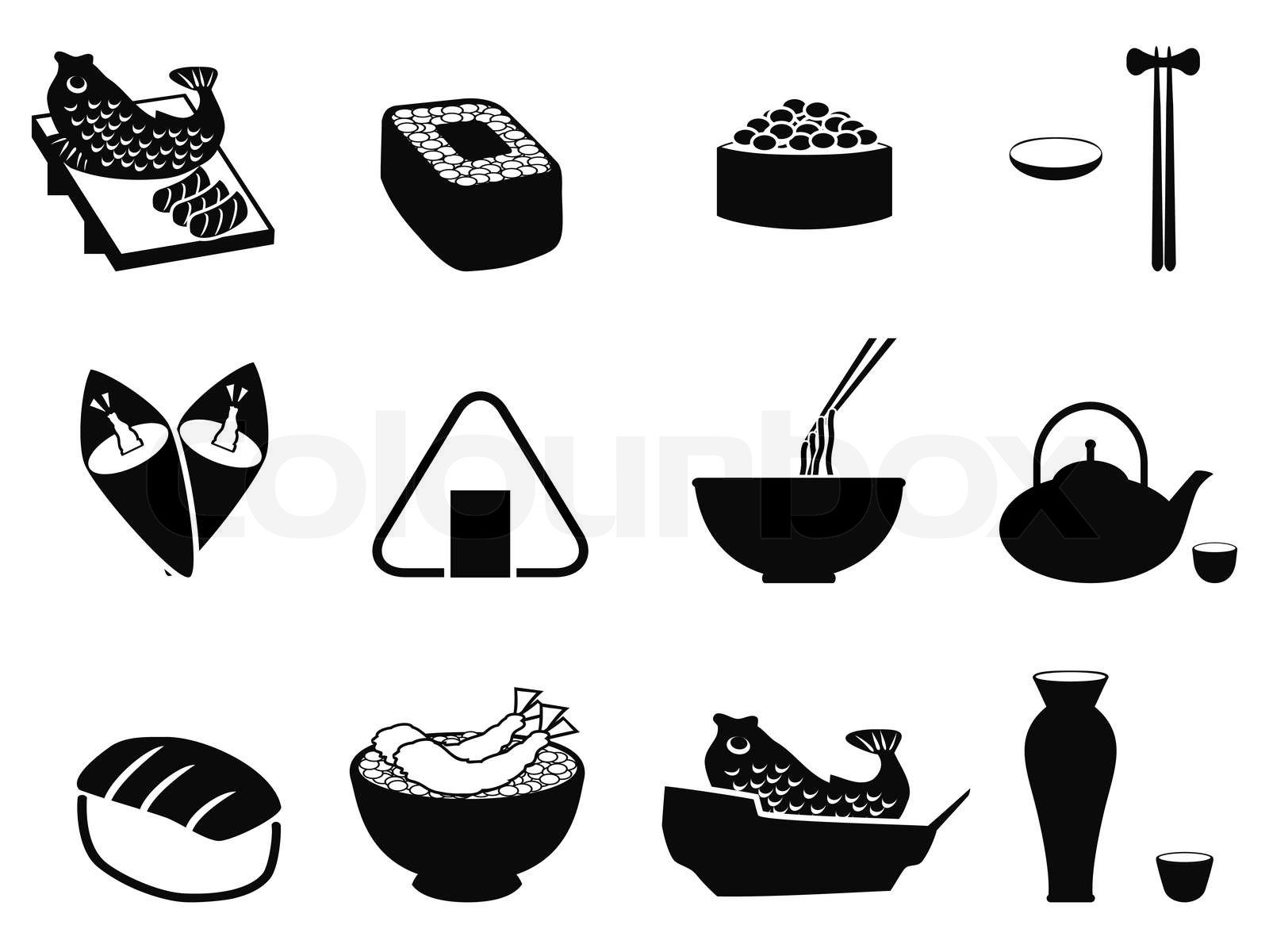 japanese food icons set | Stock vector | Colourbox