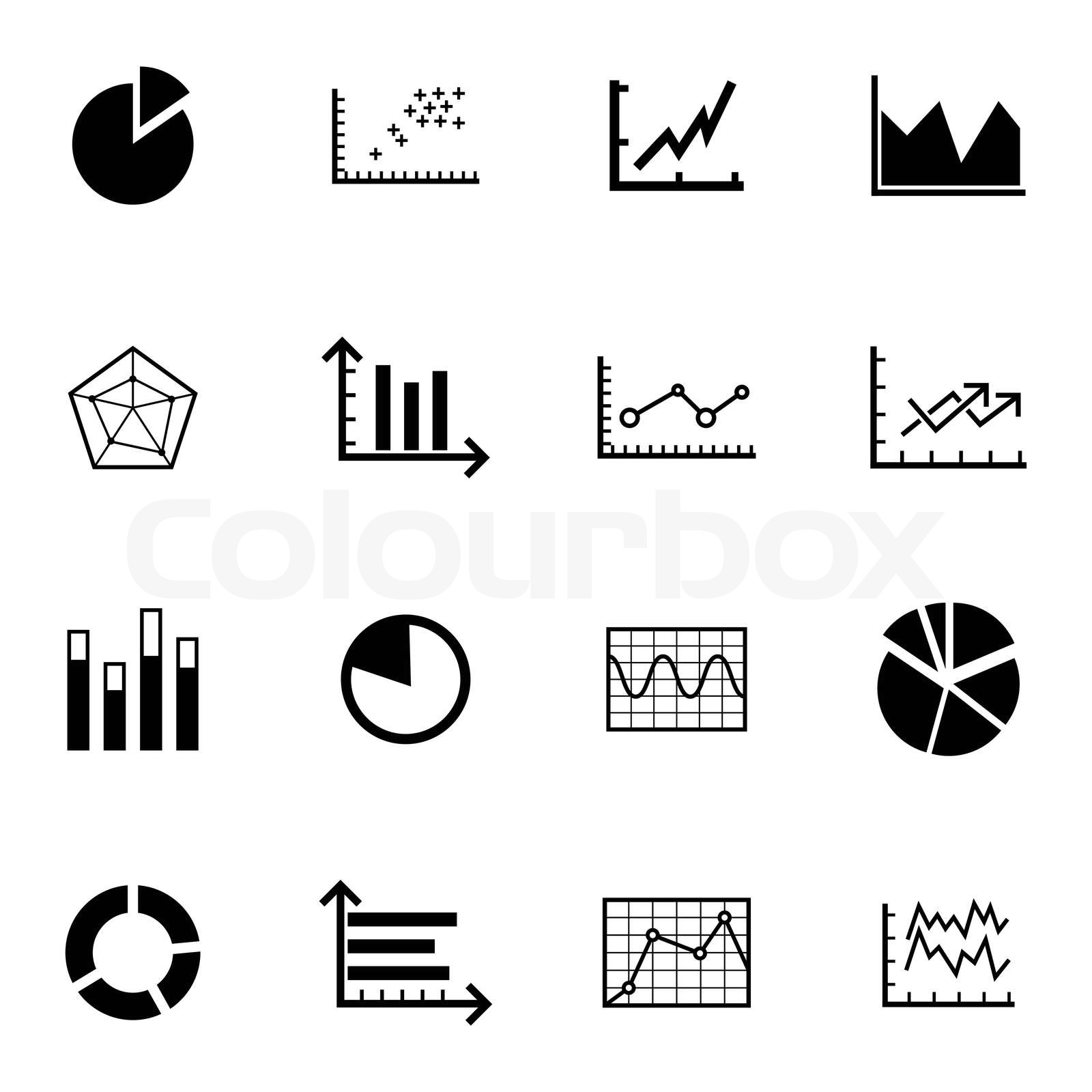 Vector black diagram icons set | Stock vector | Colourbox