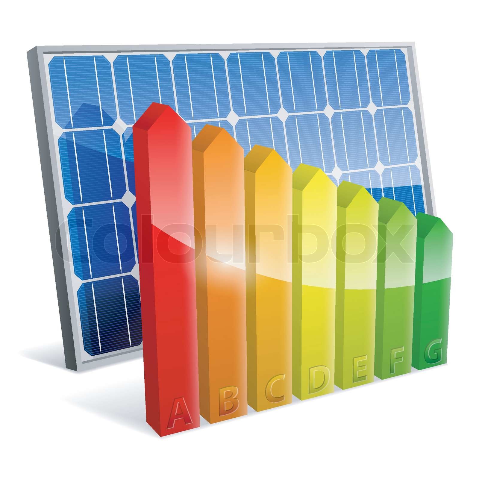 Solar Panel with Energy Efficiency Rating | Stock vector | Colourbox
