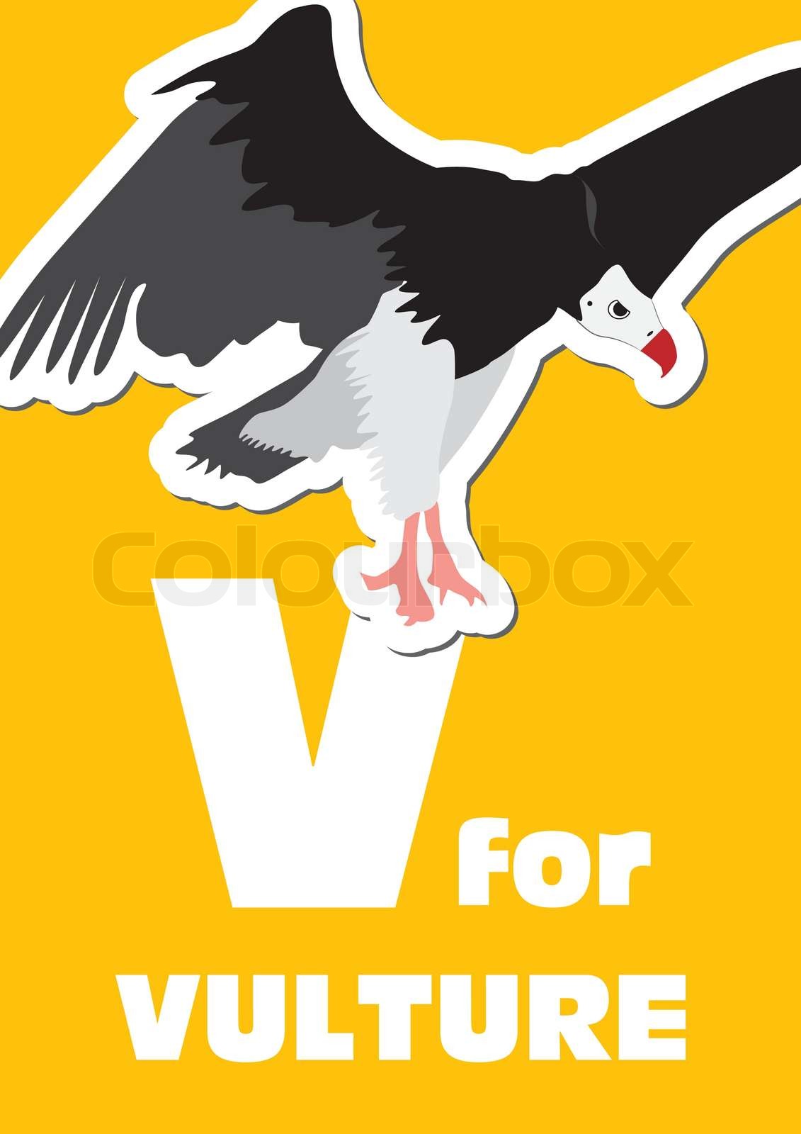 "V for the Vulture, an animal alphabet for the kids" | Stock vector ...