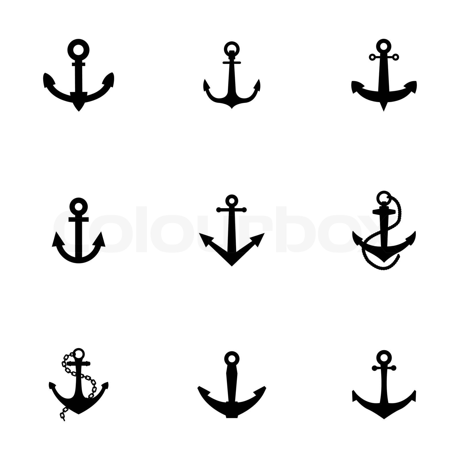 Vektor schwarzen Anker Icons set | Stock-Vektor | Colourbox