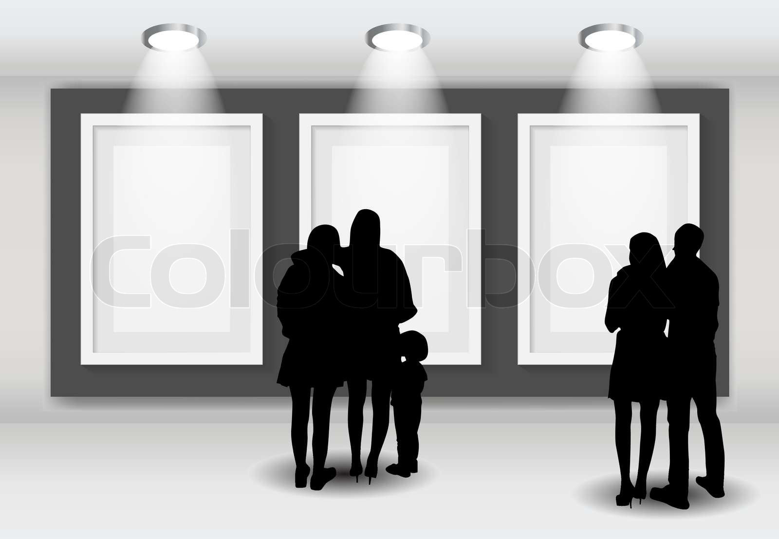 People Looking At Art Silhouette