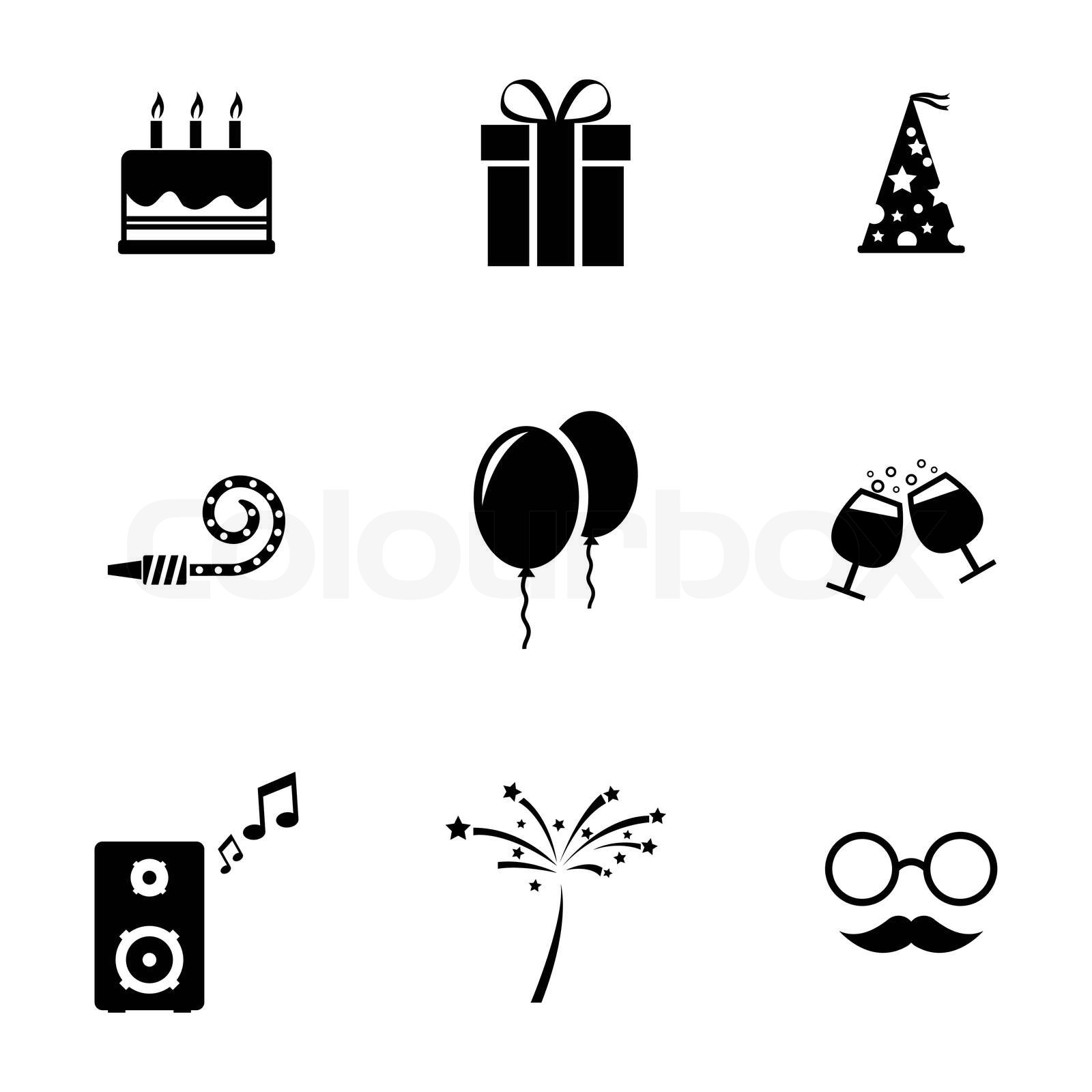 Vektor schwarz-Geburtstag-Icons set | Stock-Vektor | Colourbox