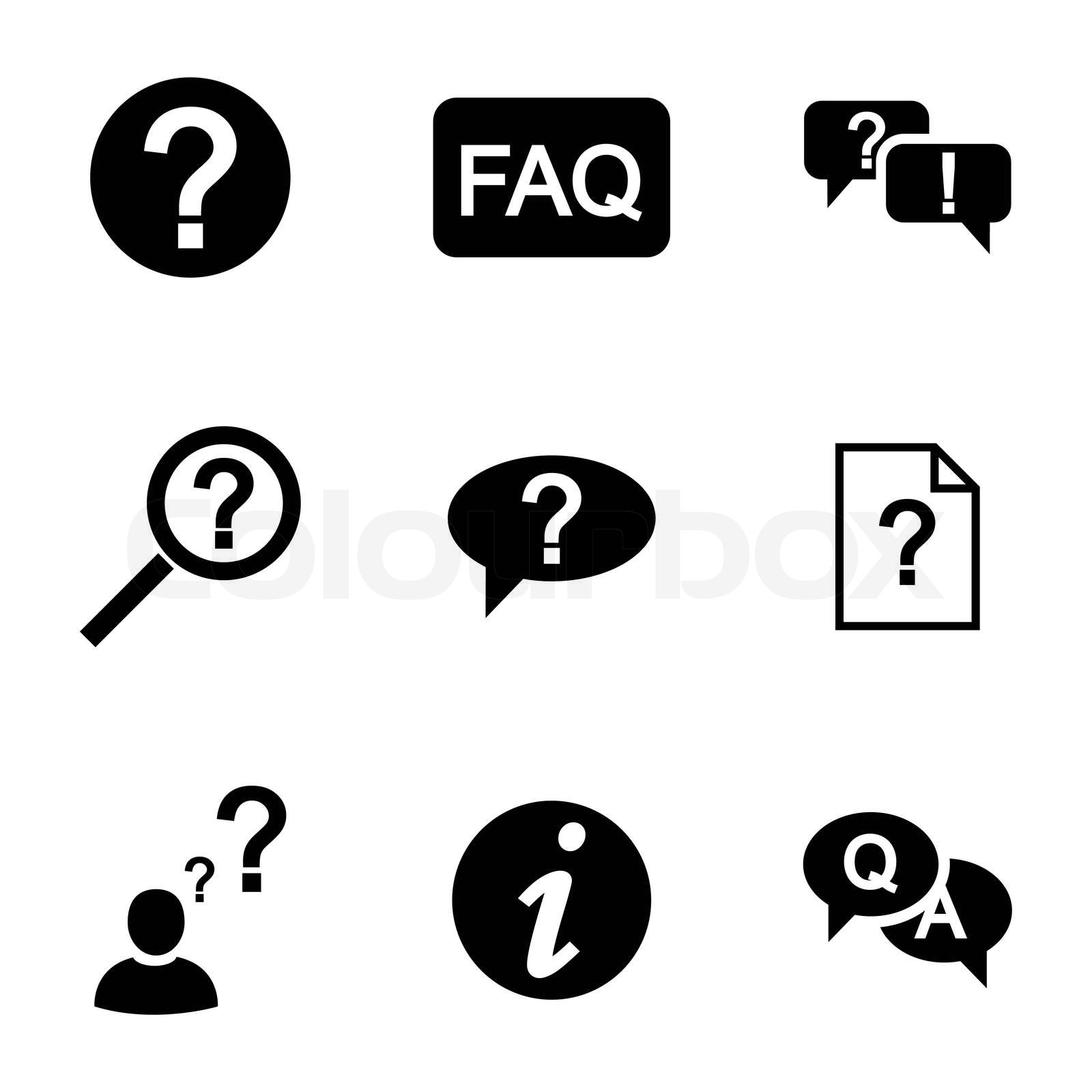 Vector black FAQ icons set | Stock vector | Colourbox