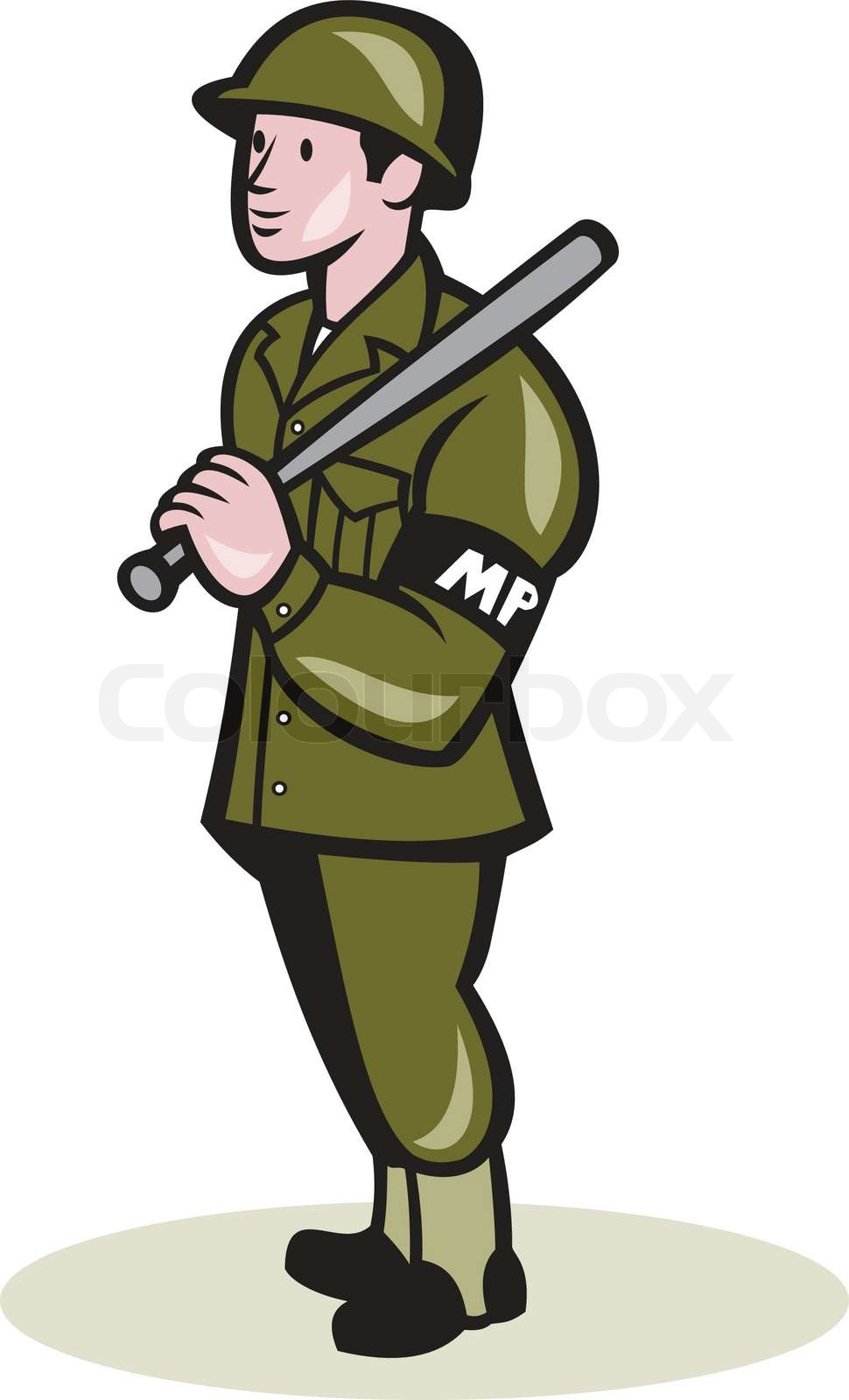 Military Police With Night Stick Baton Cartoon | Stock vector | Colourbox
