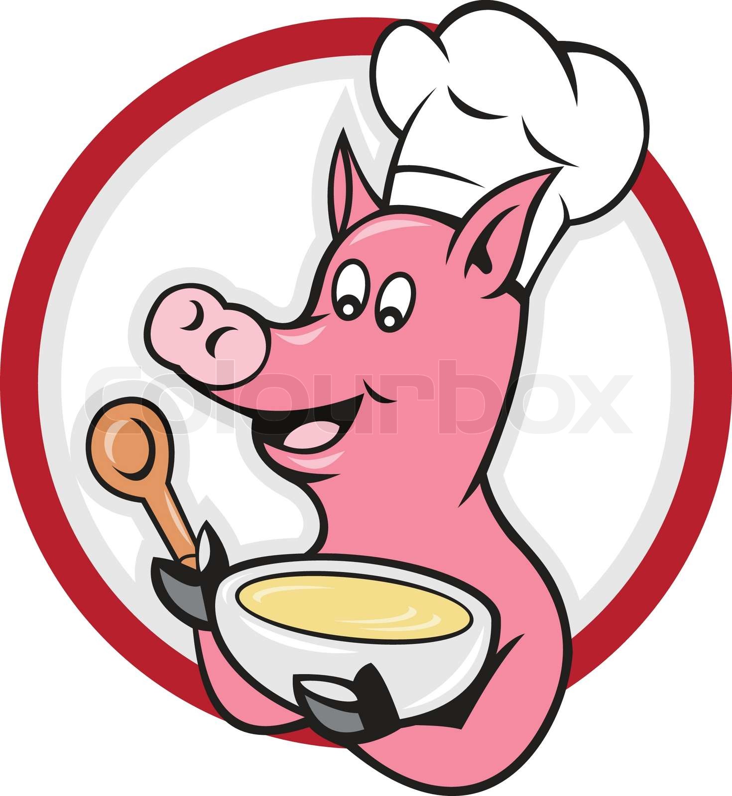 Pig Chef Cook Holding Bowl Cartoon | Stock vector | Colourbox