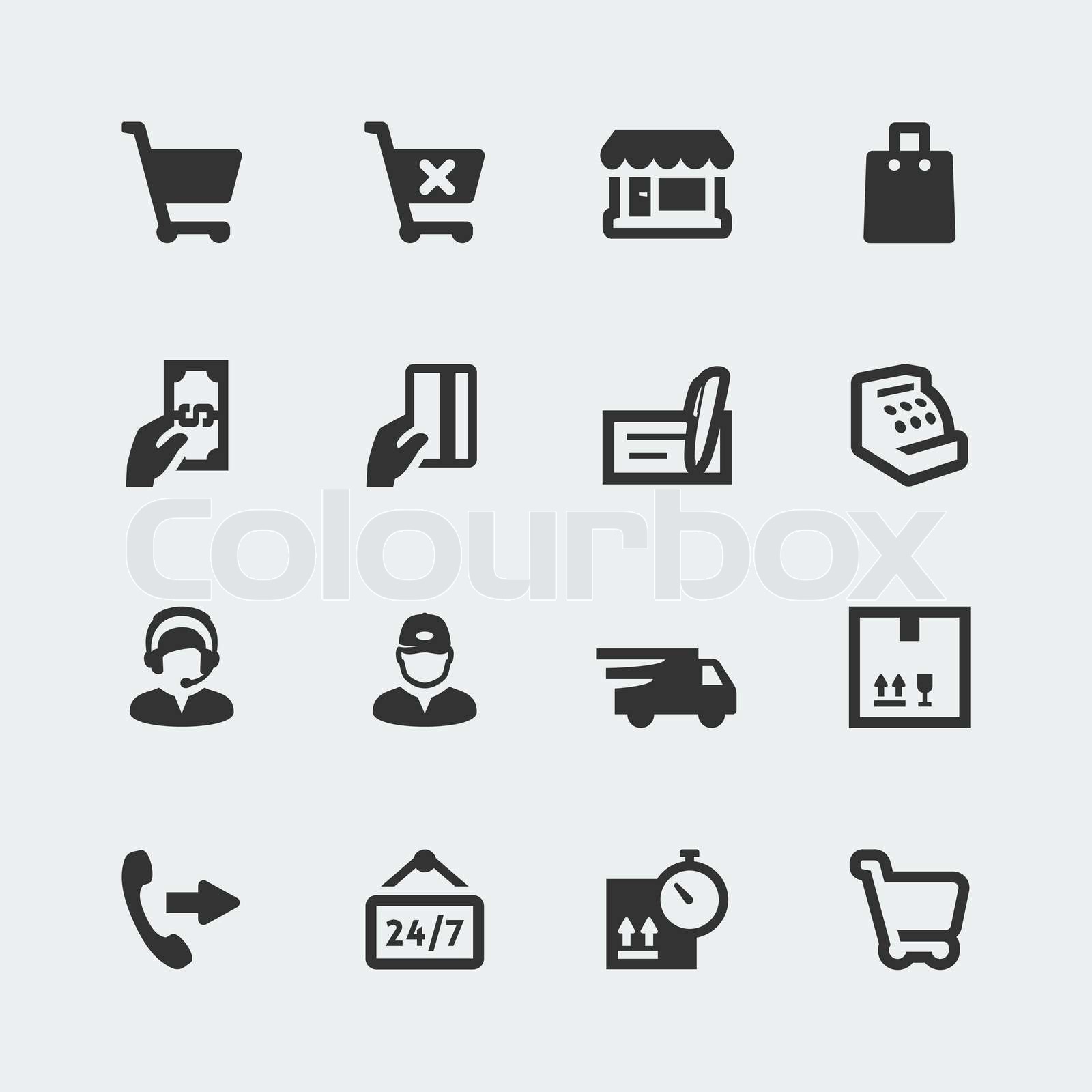 Vektor, Einkaufen und Online-Shop-Mini-Icons set | Stock-Vektor | Colourbox
