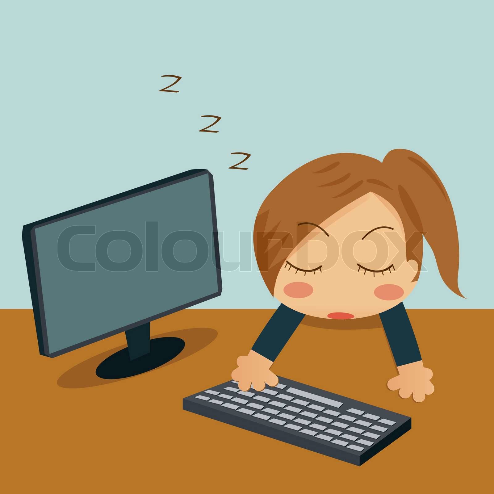 Businesswoman sleeping in her office | Stock vector | Colourbox
