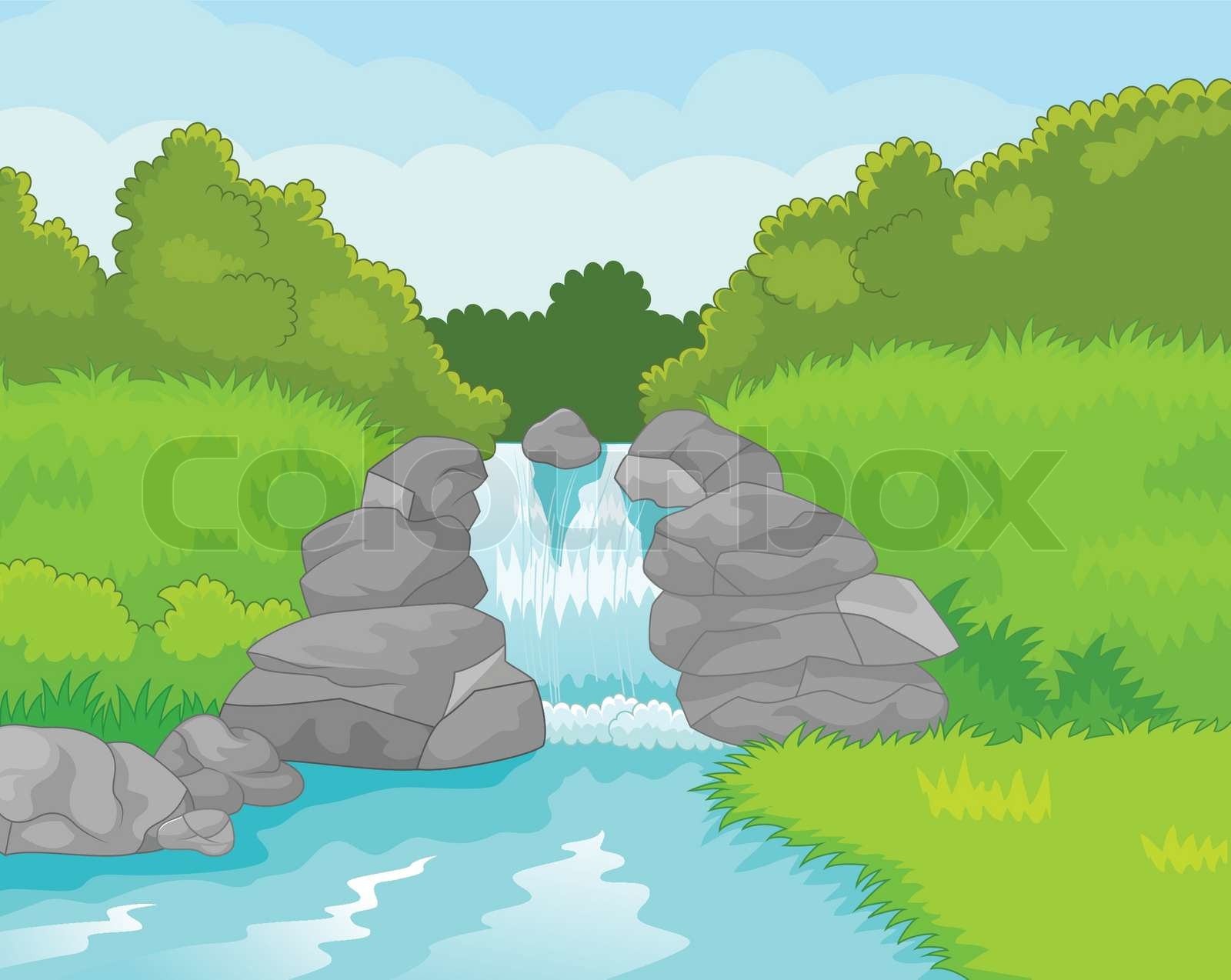 schöner Wasserfall cartoon | Stock-Vektor | Colourbox
