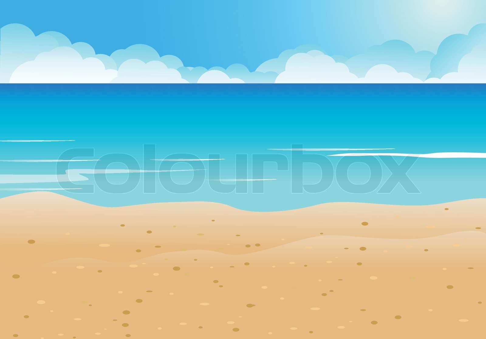 Beach and blue sea background cartoon | Stock vector | Colourbox